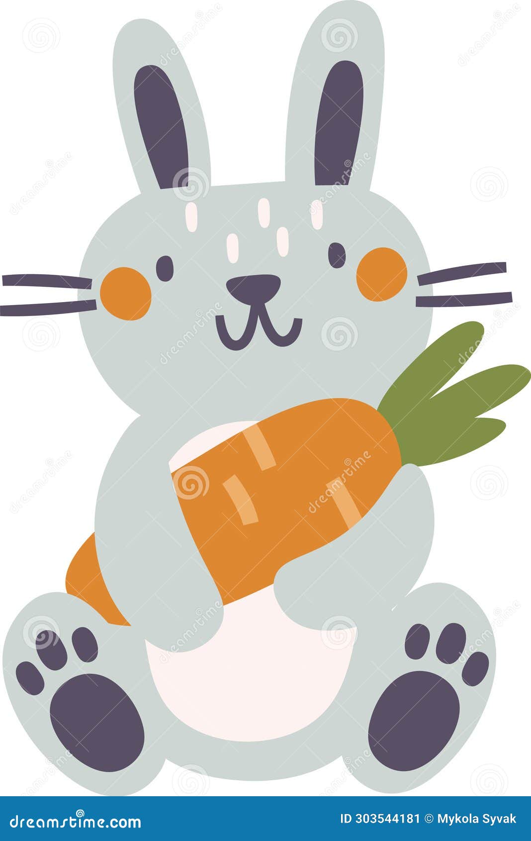 Rabbit Holding Carrot stock vector. Illustration of bunny - 303544181