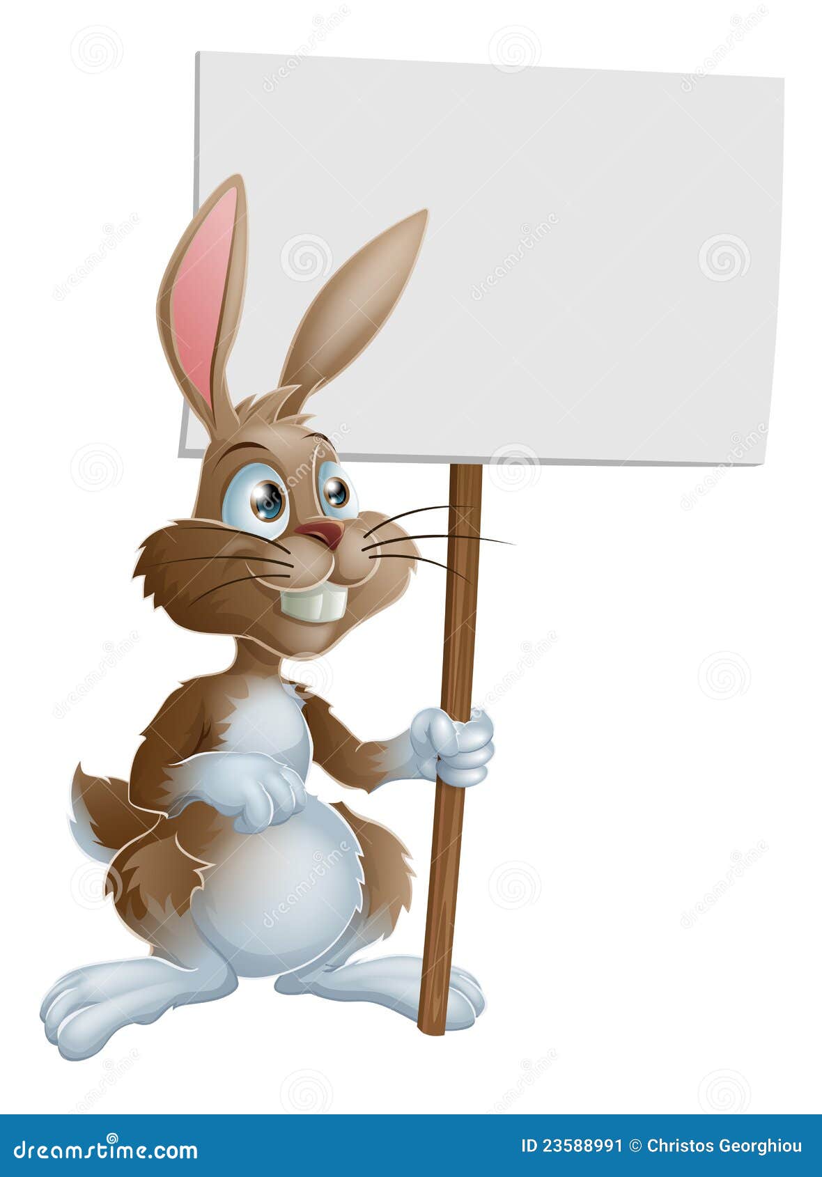Rabbit Holding Sign Cartoon Illustration Stock Vector - Illustration of ...