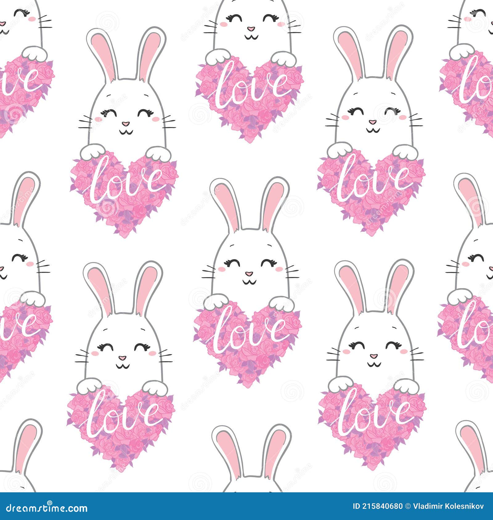 Rabbit Holds a Huge Heart. Pattern.Pink Background.for Prints, Book ...