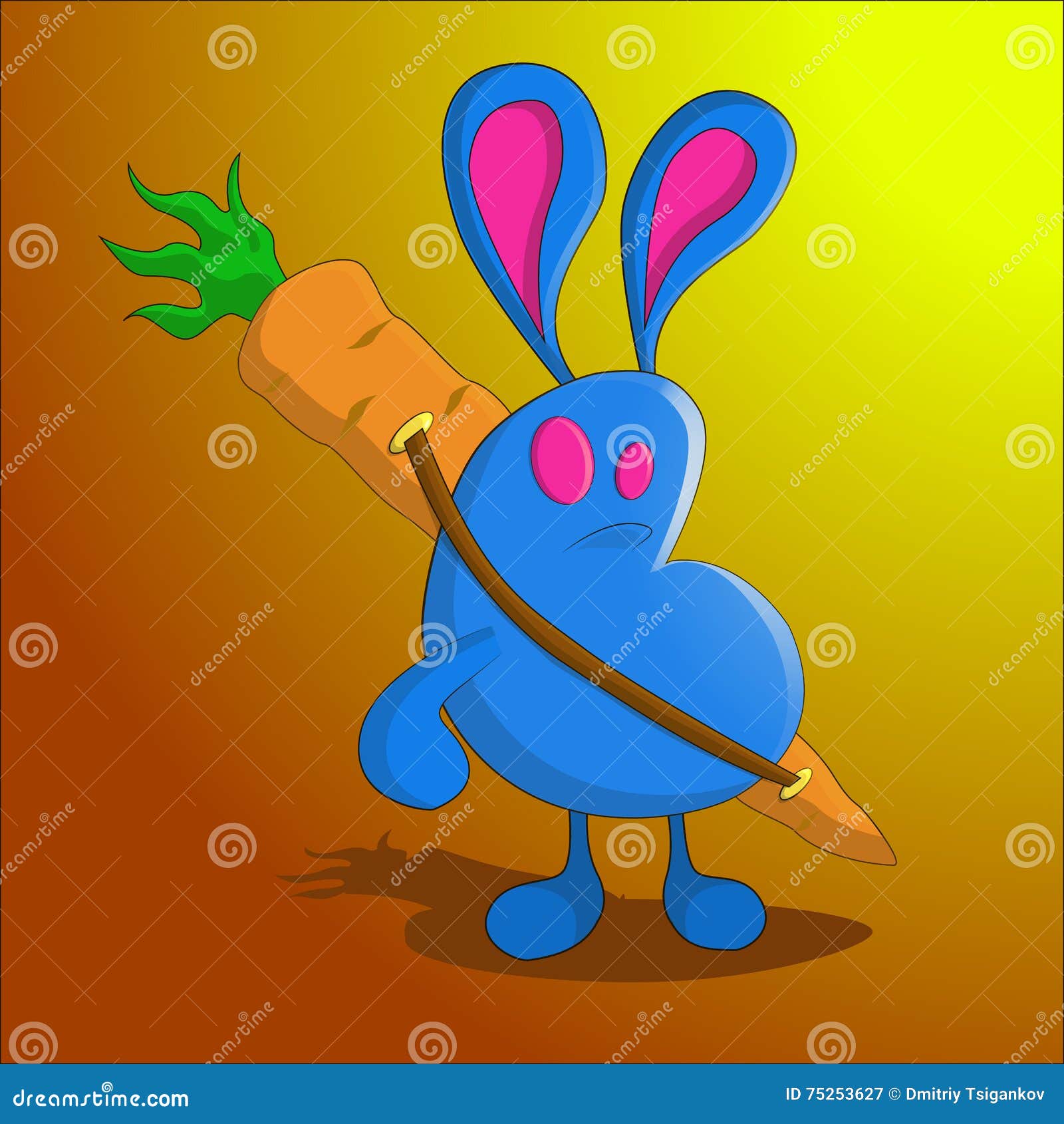 Rabbit hunter stock vector. Illustration of funny, cute - 75253627