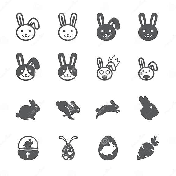 Rabbit icon set stock vector. Illustration of emoji - 111021989