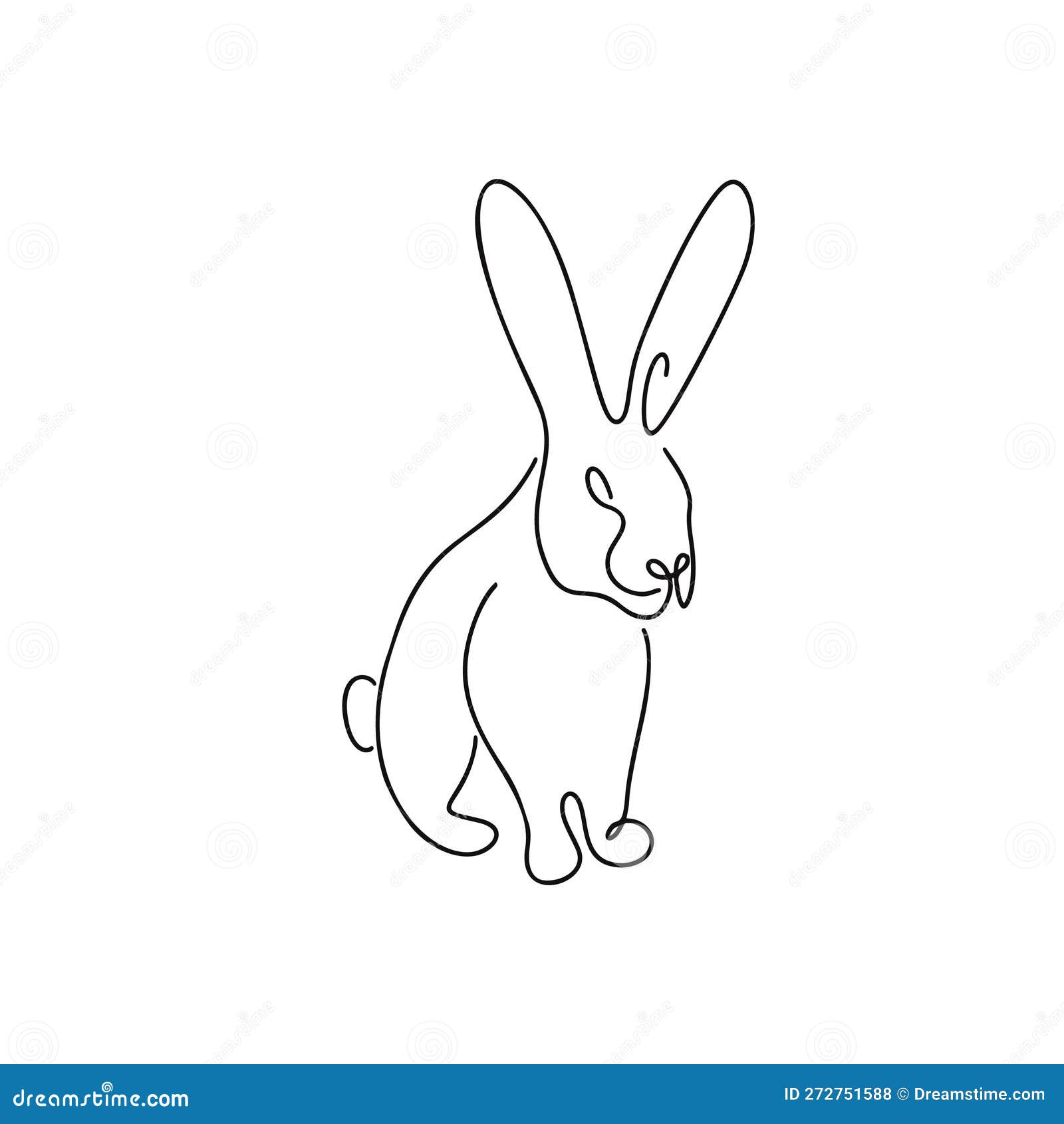 Rabbit Illustration in Line Art Style Isolated on White Stock Vector ...