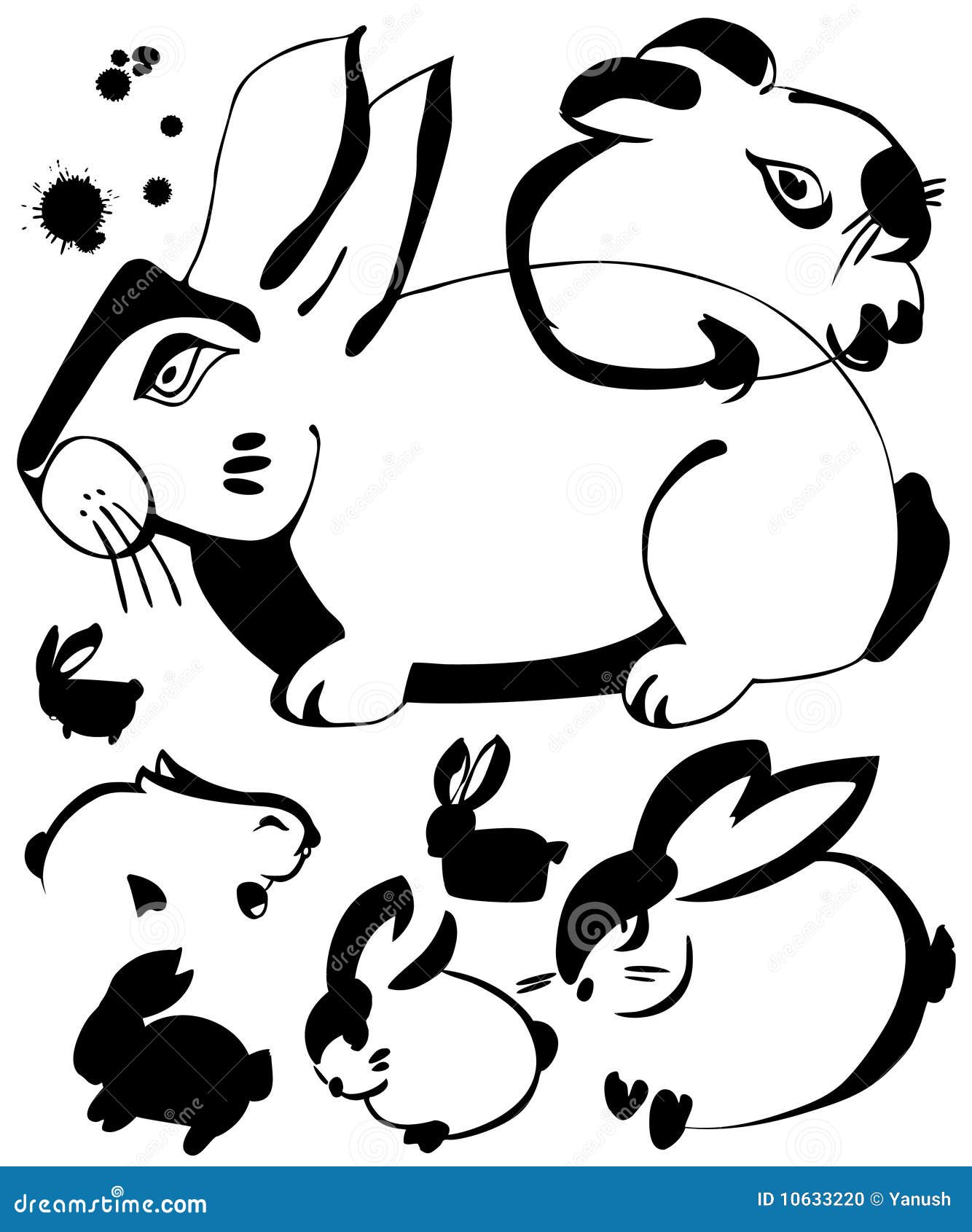 Rabbit ink art stock vector. Illustration of animal, rabbit - 10633220
