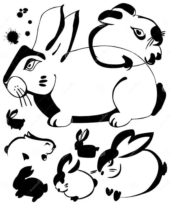 Rabbit ink art stock vector. Illustration of animal, rabbit - 10633220
