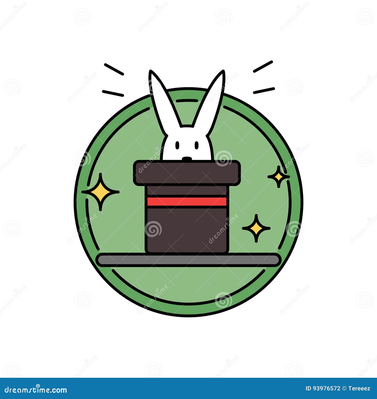 Rabbit Inside Magician Hat, Funny Magic Trick Concept Circle Badge ...