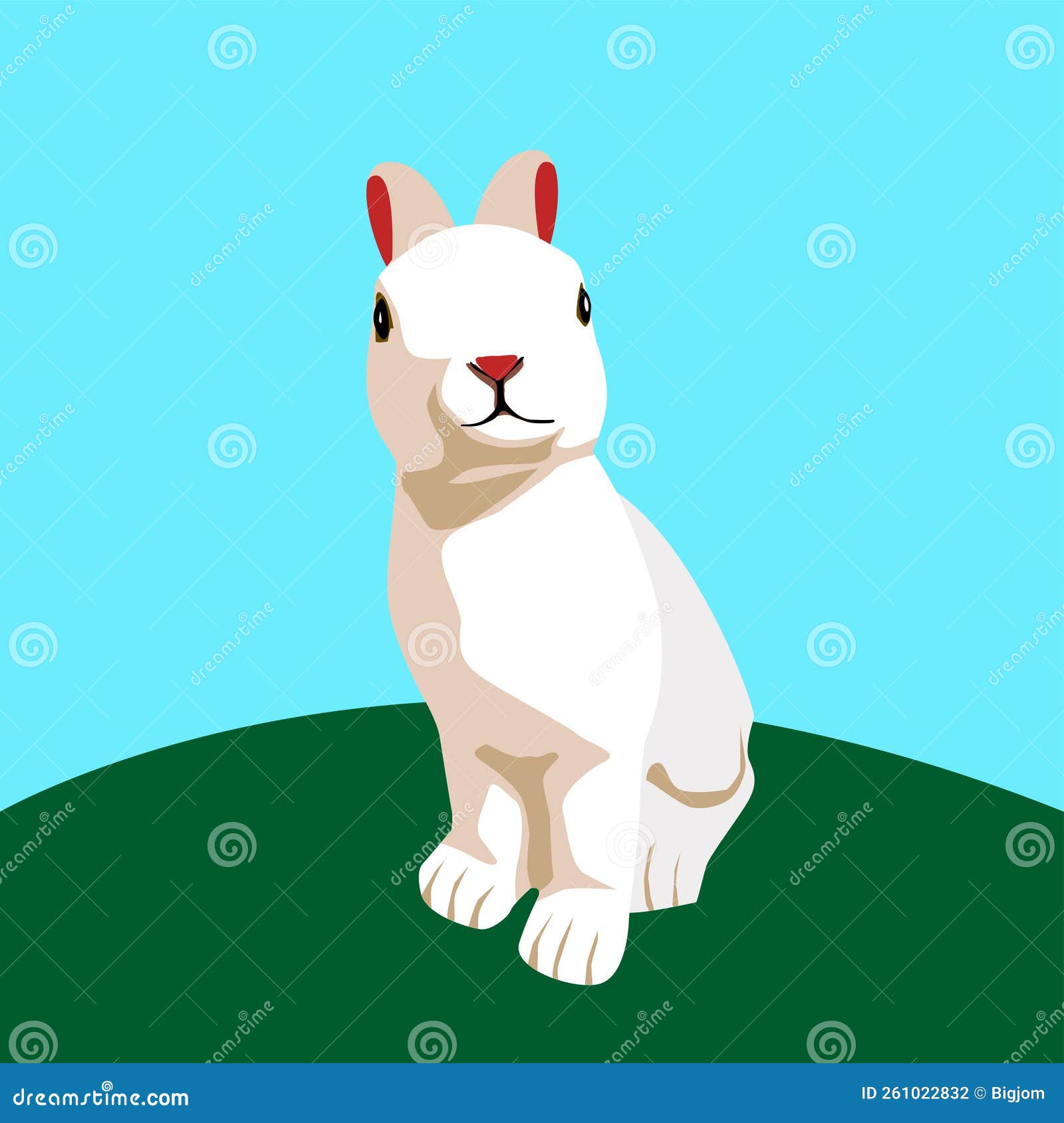 Rabbit Isolated on Blue Background. Easter Bunny Vector Illustration ...