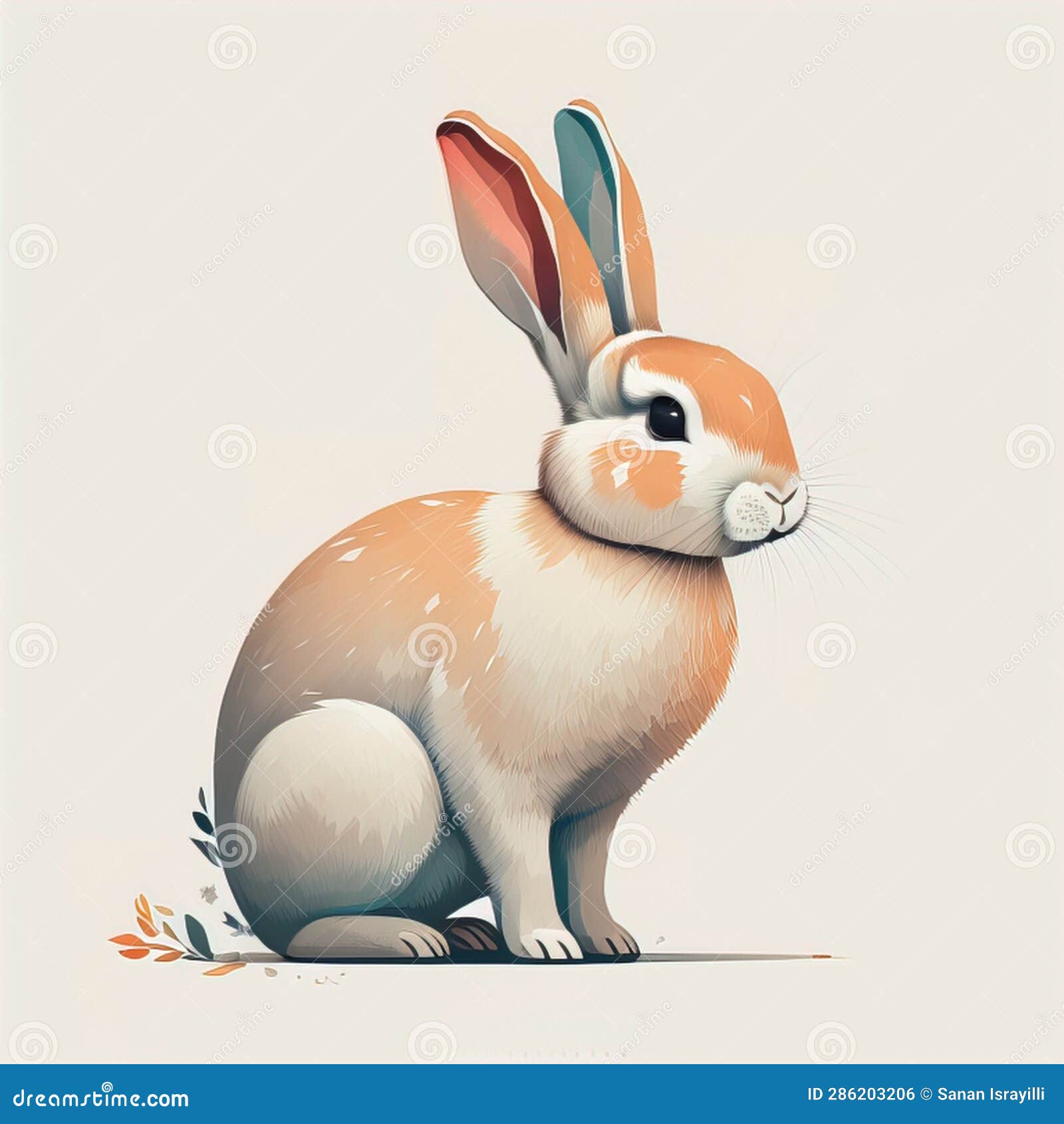 Rabbit Isolated on White Background. Vector Illustration in Retro Style ...