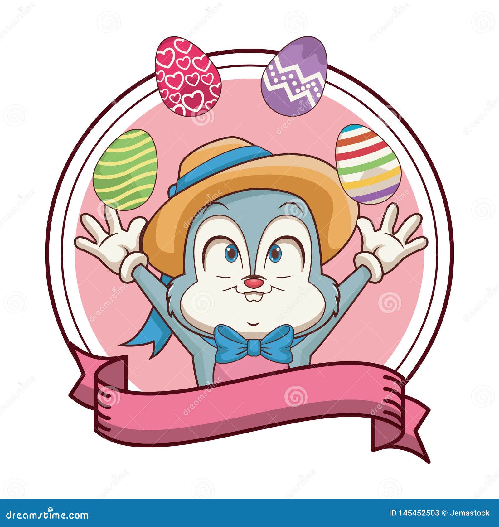 Rabbit Juggling Easter Eggs Stock Vector - Illustration of round ...