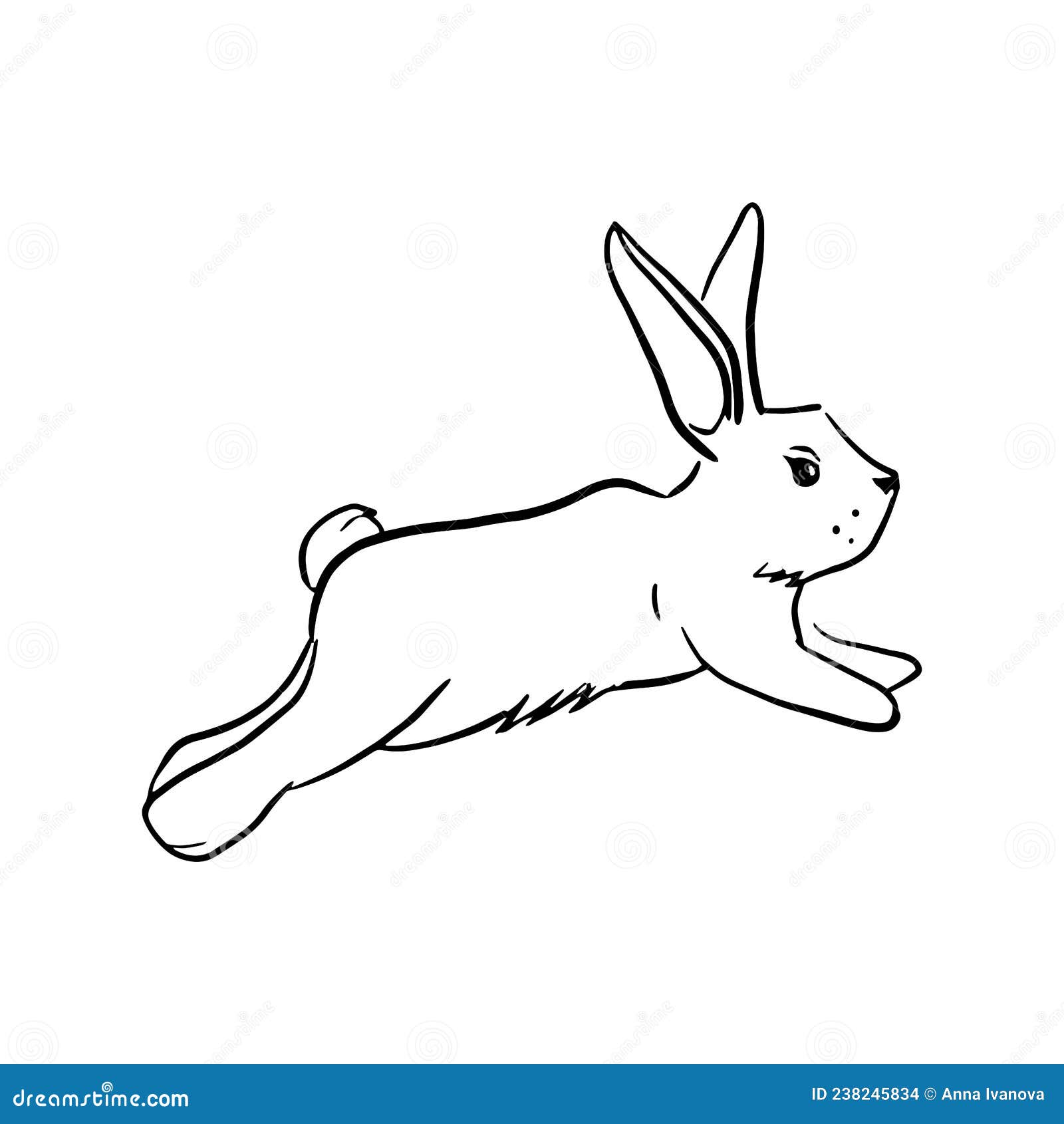 Rabbit Jumping Hand Drawn Vector Illustrations Stock Vector ...