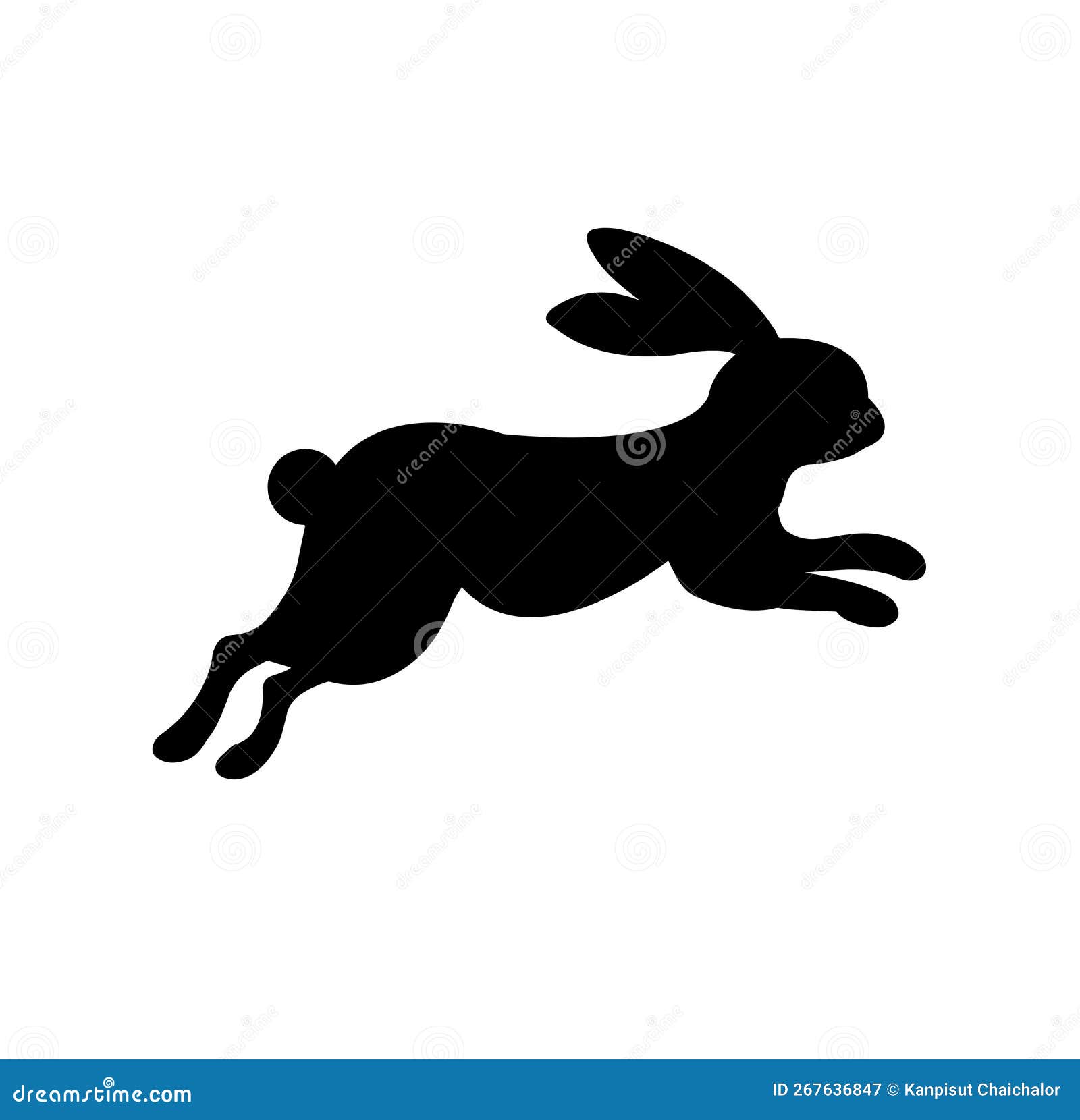 Rabbit Jumping Silhouette. Easter Bunny. a Jumping Rabbit. Black ...