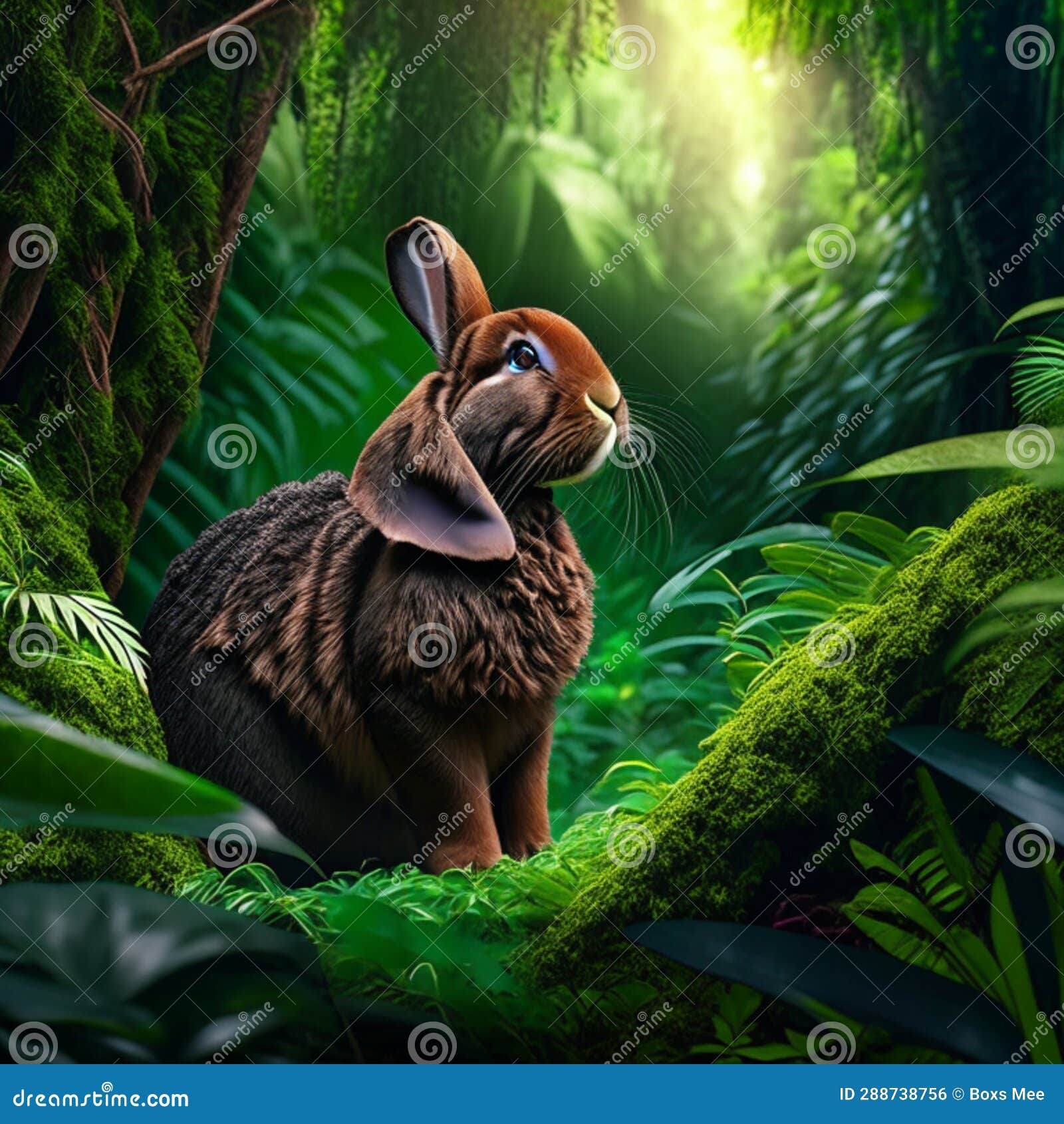 Rabbit in the Jungle, 3d Rendering. Computer Digital Drawing Stock ...
