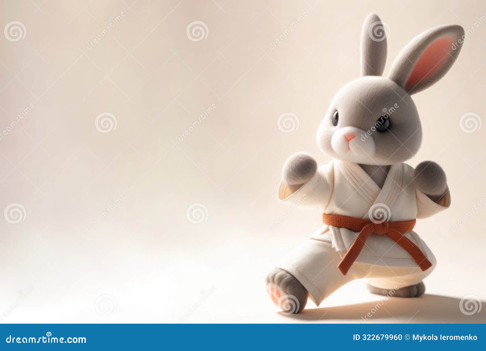 Rabbit Karate Fighter in Kimono. Space for Text. Stock Illustration ...