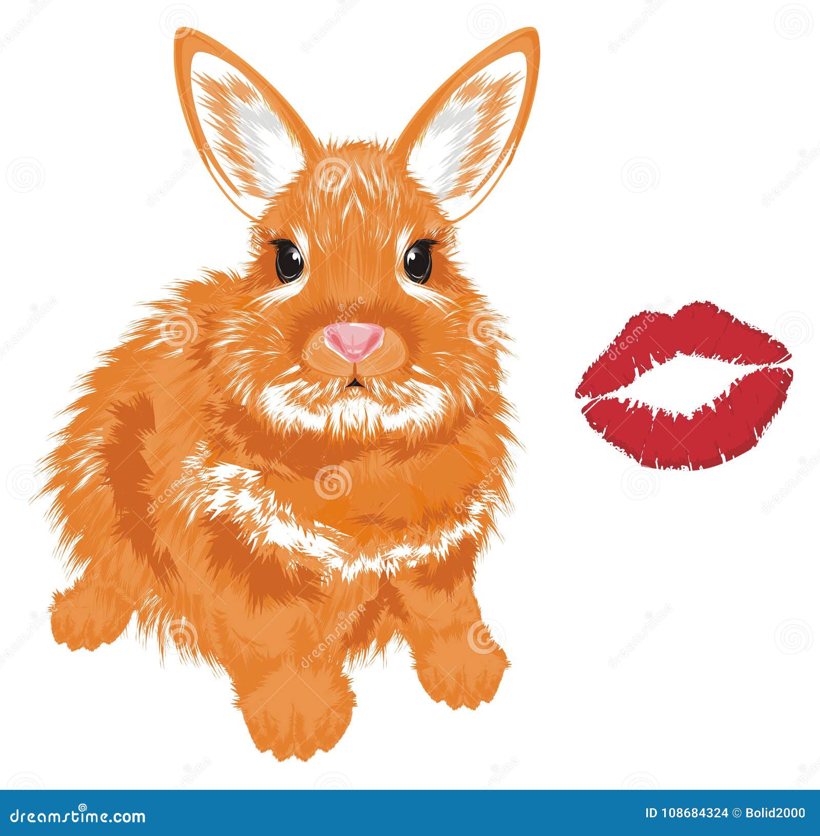 Rabbit and kiss stock illustration. Illustration of bunny - 108684324
