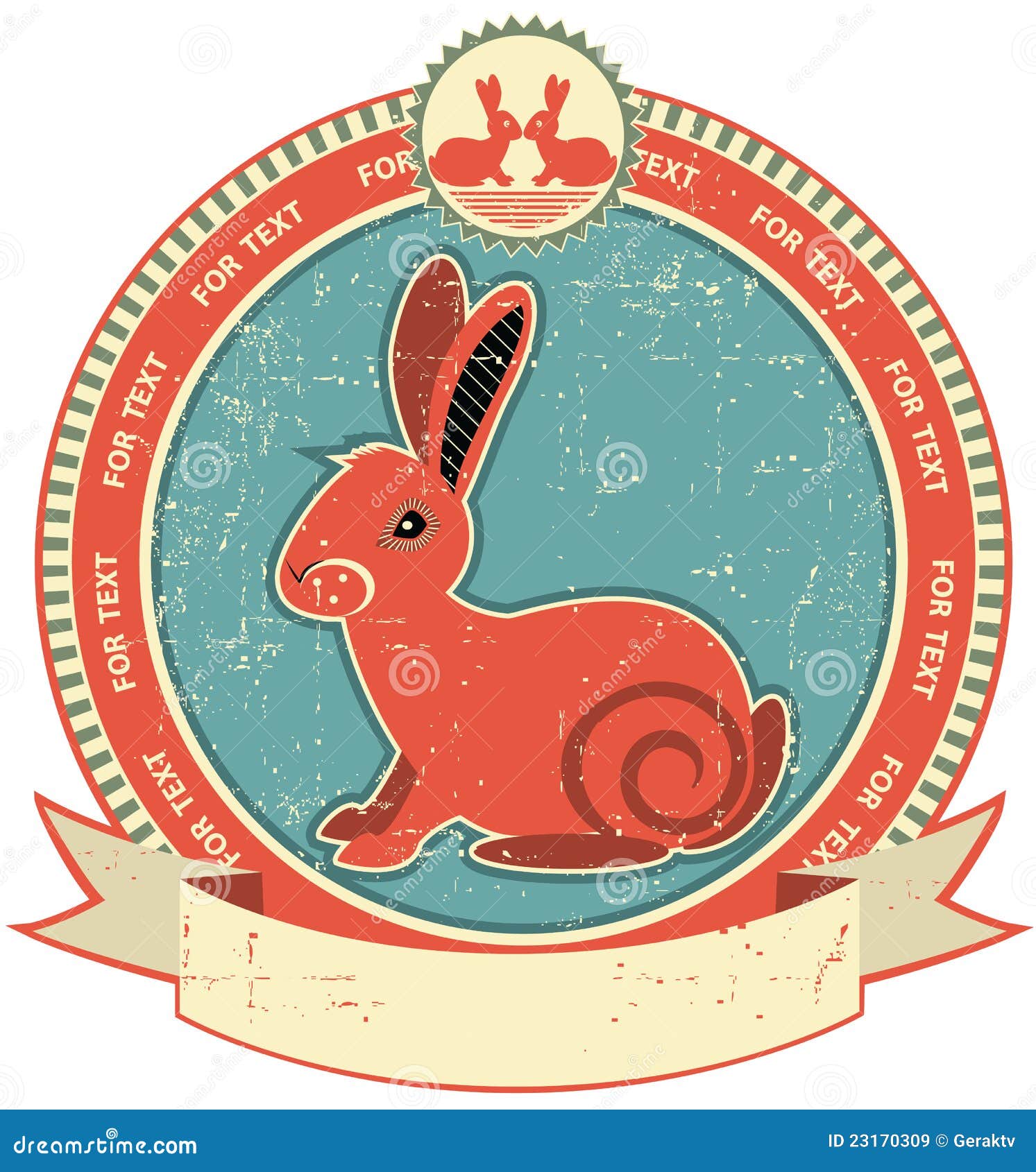 Rabbit label stock vector. Illustration of grunge, label - 23170309