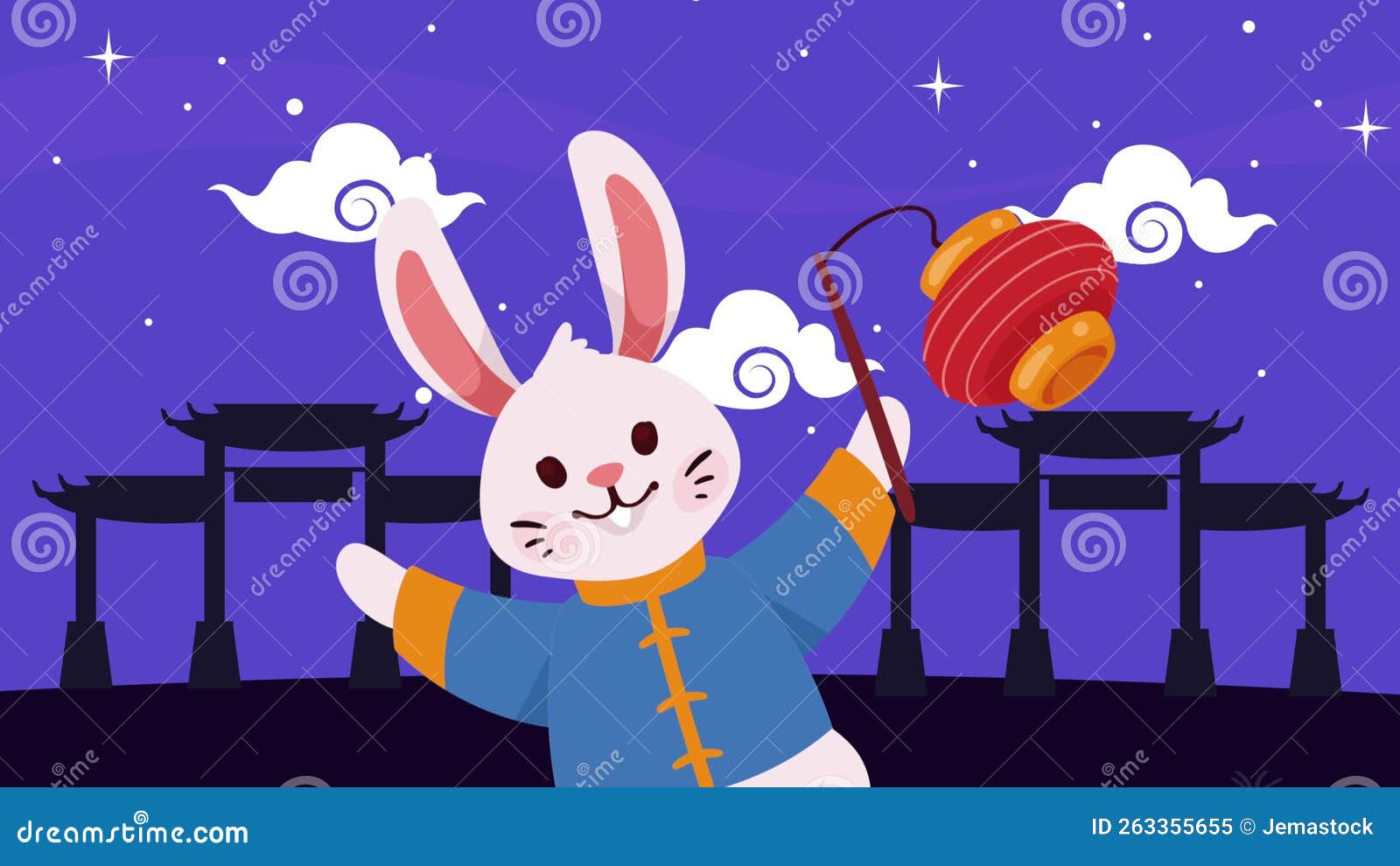 Rabbit with Lantern Chuseok Animation Stock Video - Video of season ...