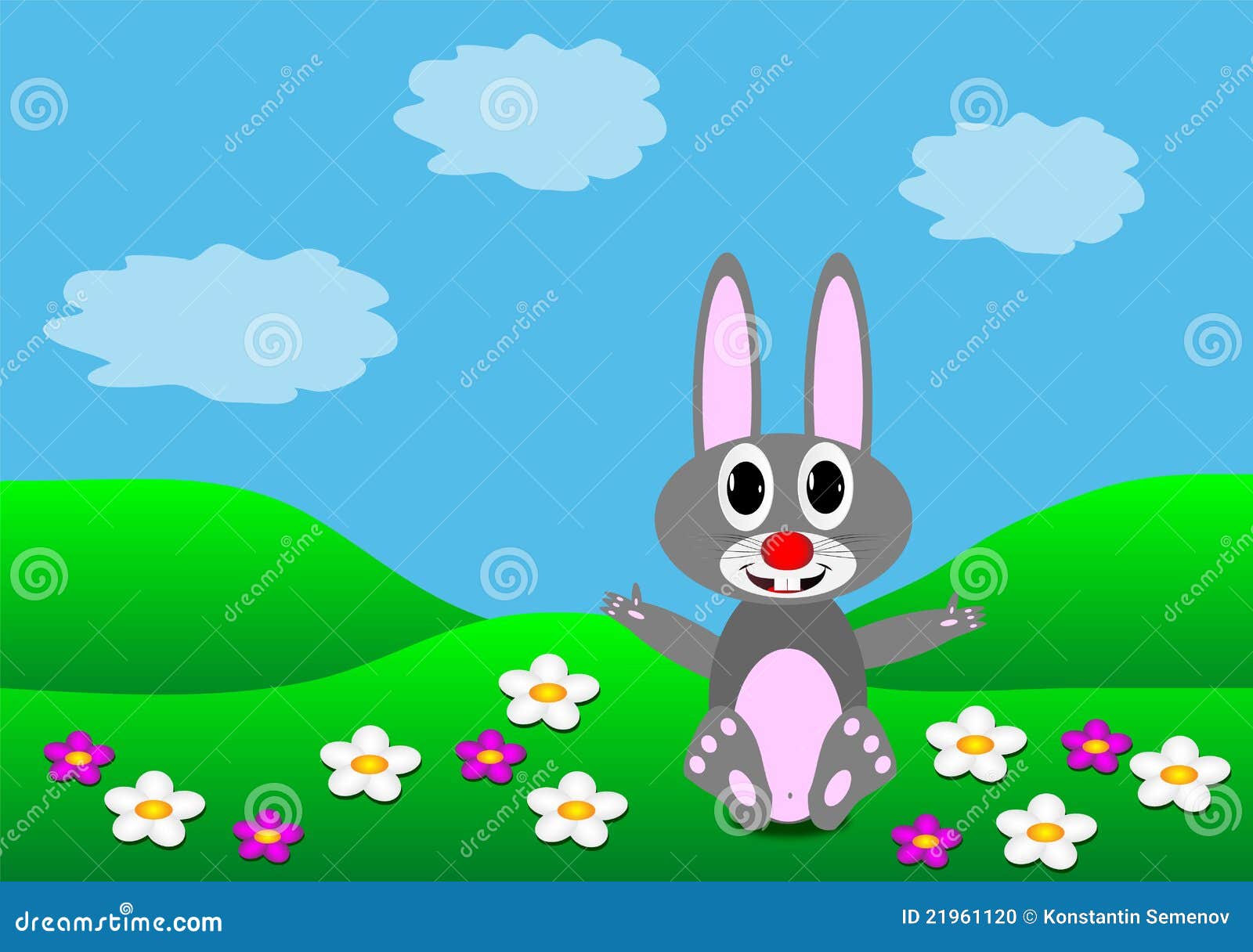 Rabbit on the lawn stock vector. Illustration of fauna - 21961120