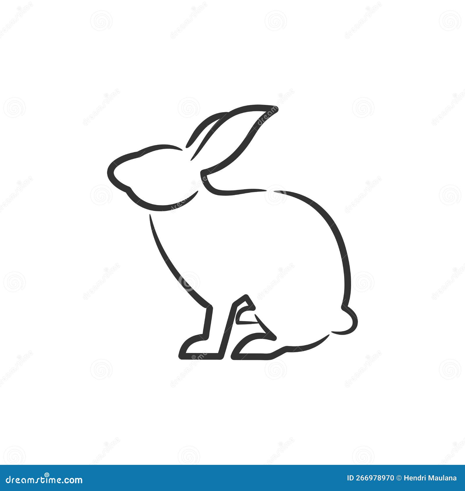 Rabbit Line Art Black and White Stock Vector - Illustration of bunny ...