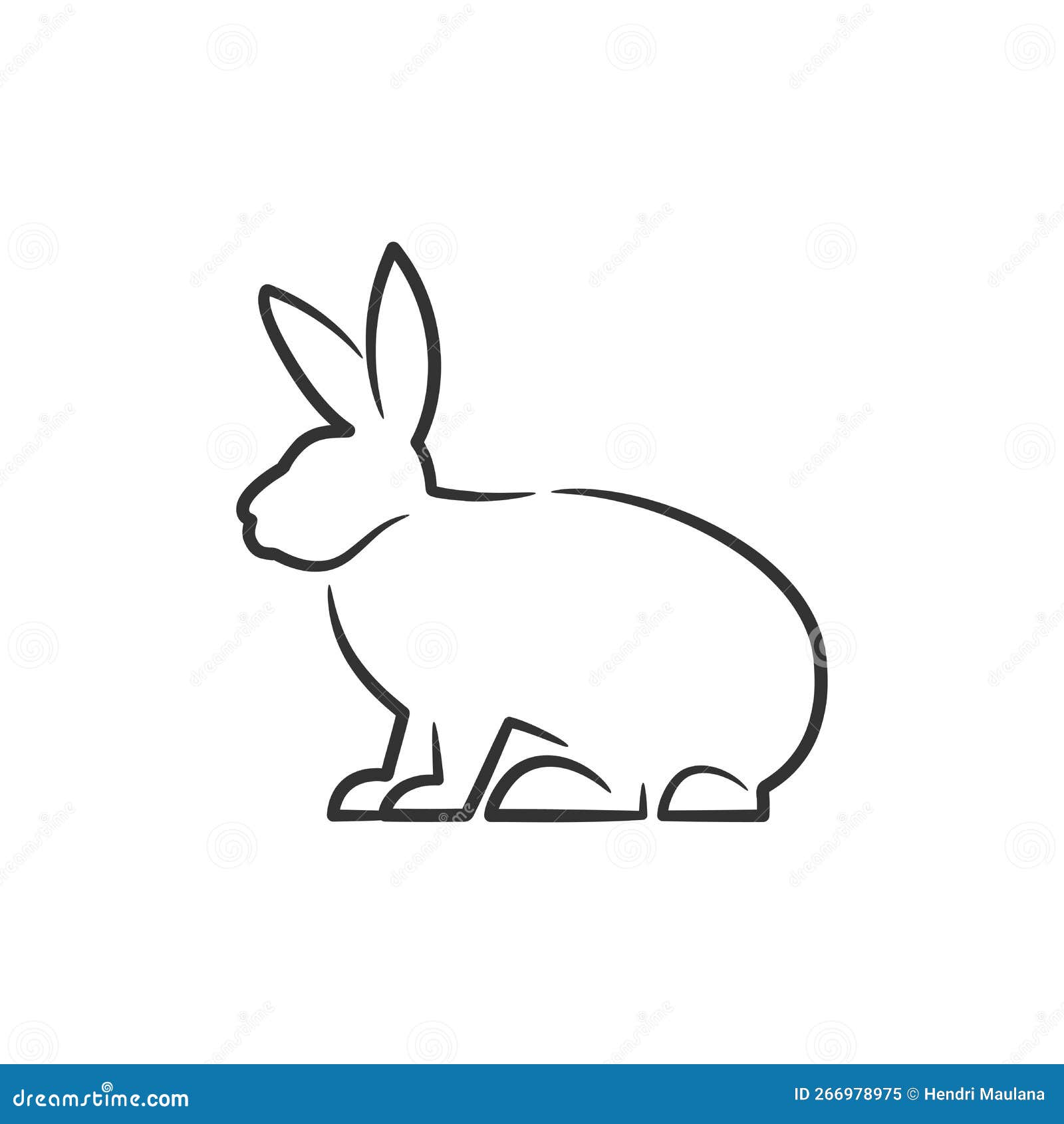 Rabbit Line Art Black and White Stock Vector - Illustration of abstract ...