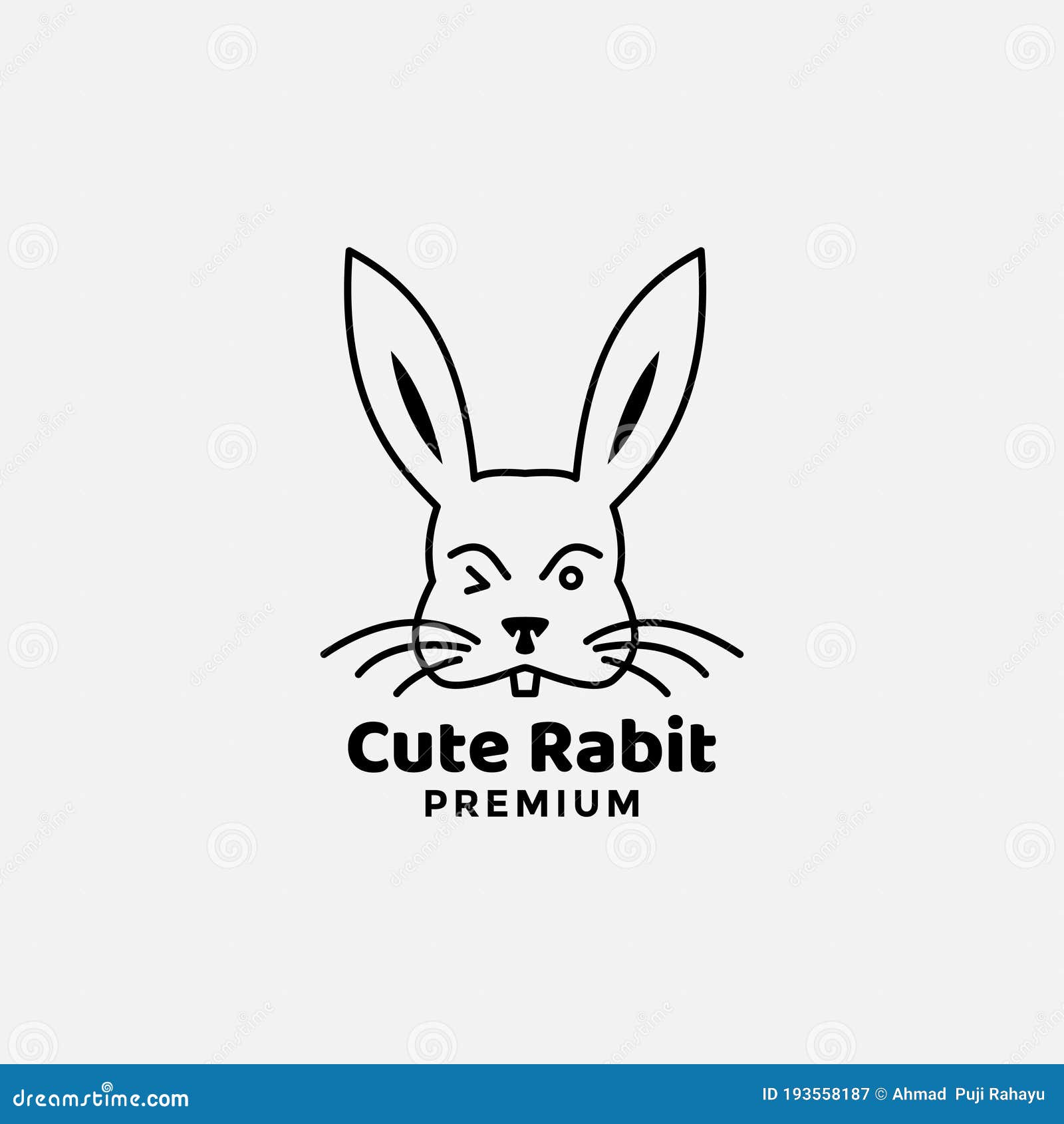 Rabbit Line Cute Head Face Minimalist Style Silhouette Logo Design ...