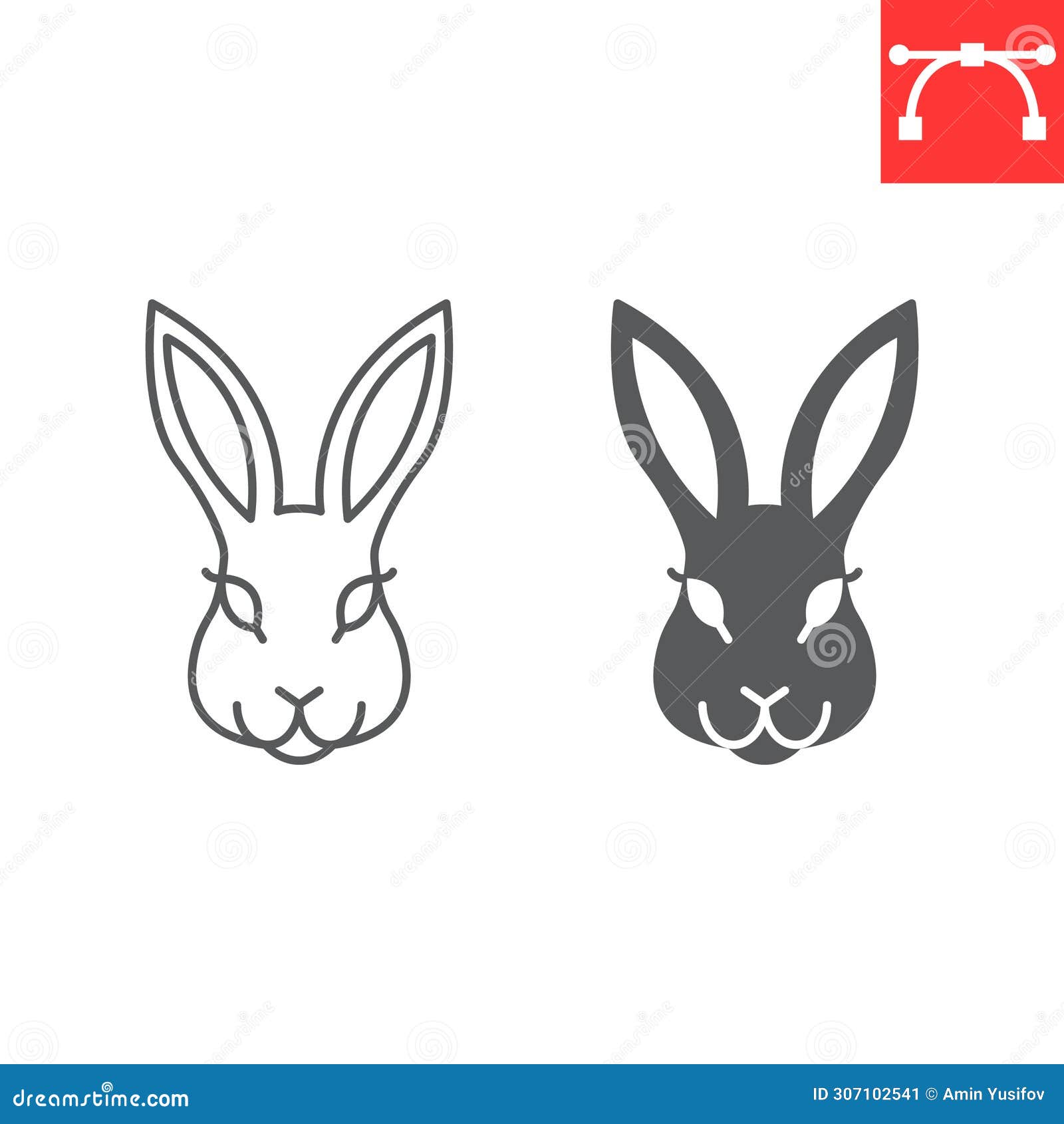 Rabbit line and glyph icon stock vector. Illustration of silhouette ...