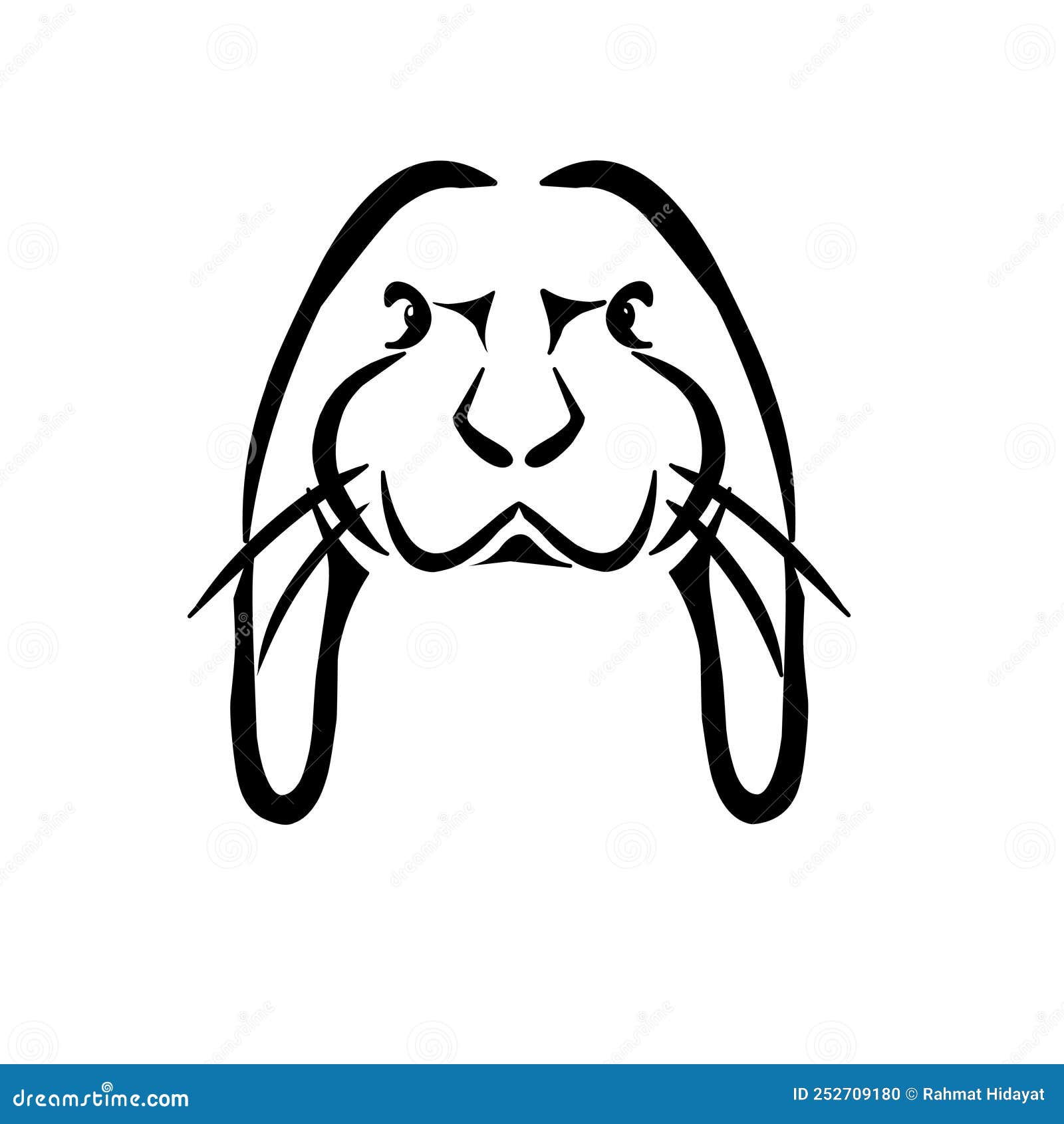 Rabbit Logo Illustration Black and White Stock Illustration ...