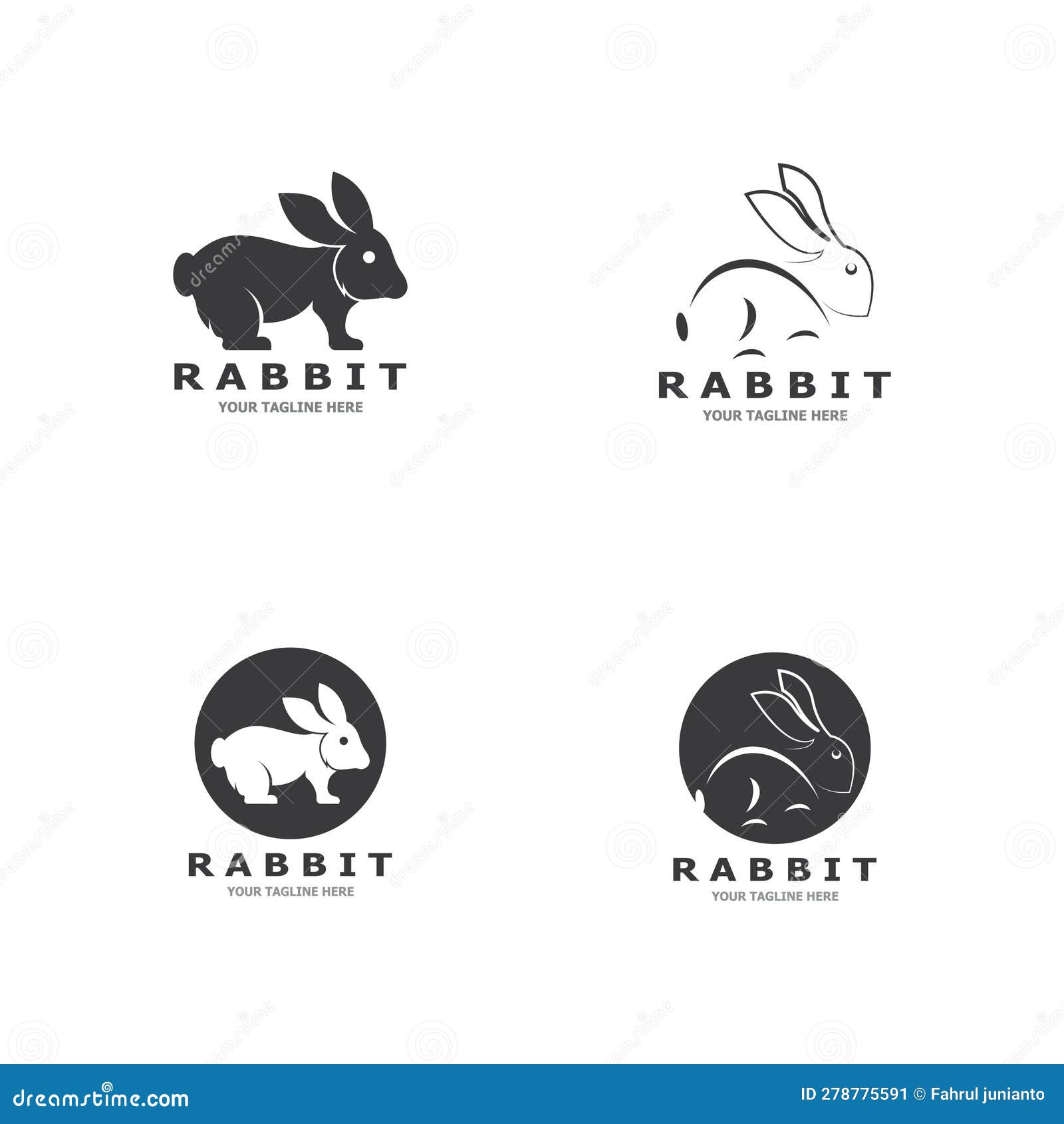 Rabbit Logo Vector Art Template Illustration Stock Illustration ...