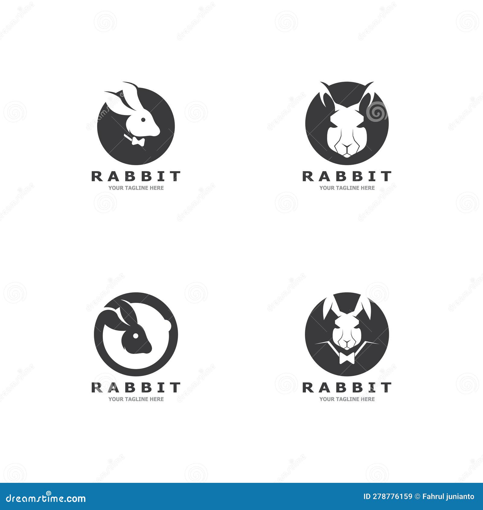 Rabbit Logo Vector Art Template Illustration Stock Vector ...