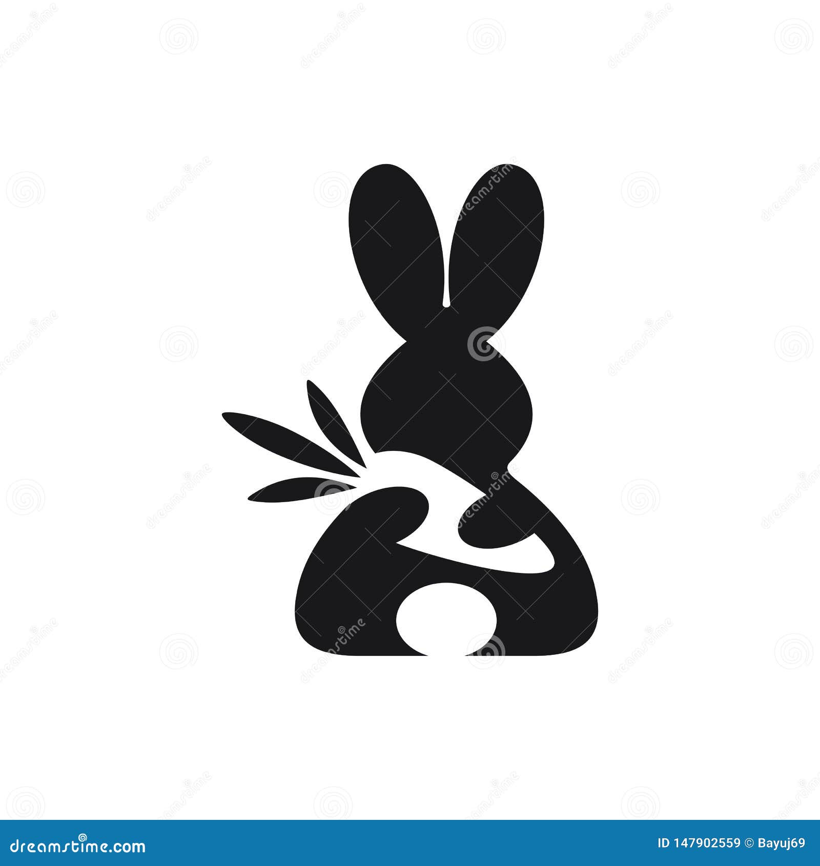 Rabbit Logo Concept With Black Bunny Line Icon Vector Illustration ...
