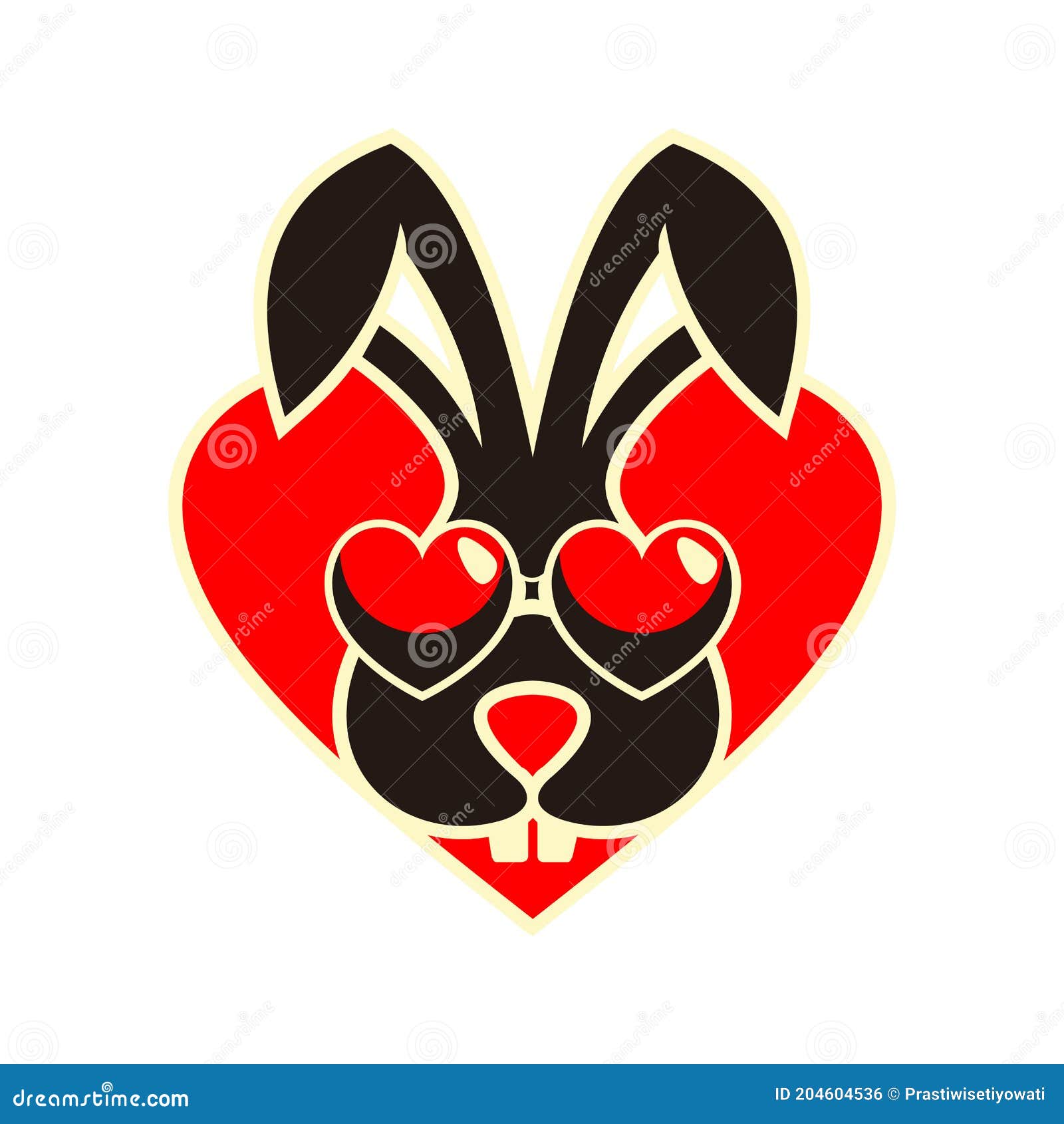 Rabbit Love Heart Icon Logo Stock Vector - Illustration of hare, cute ...