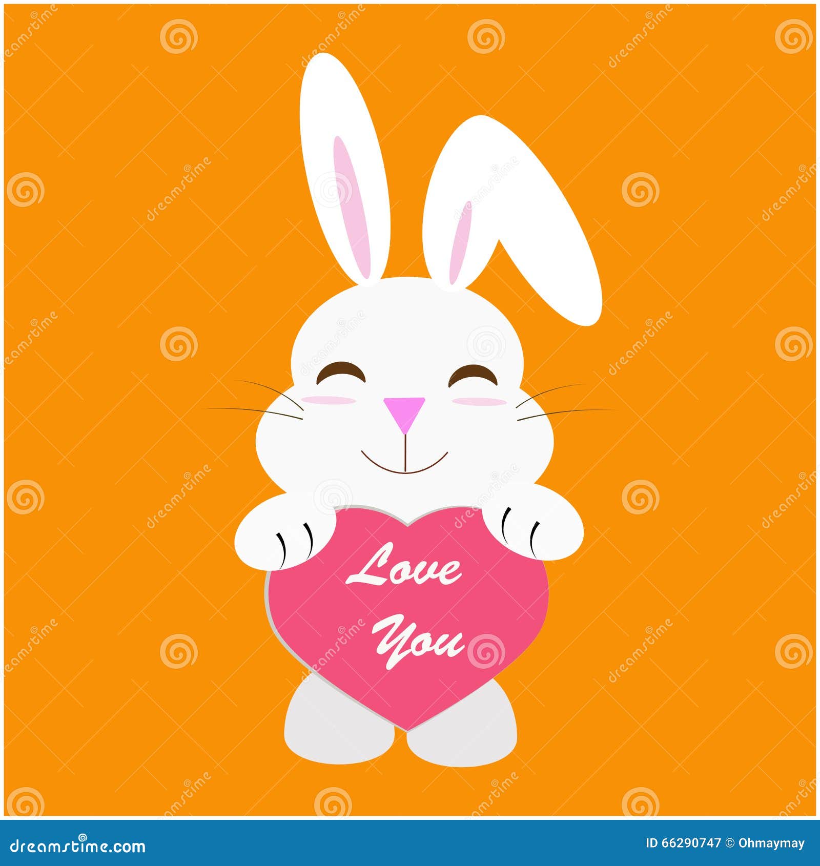 Rabbit with love message stock vector. Illustration of greeting - 66290747