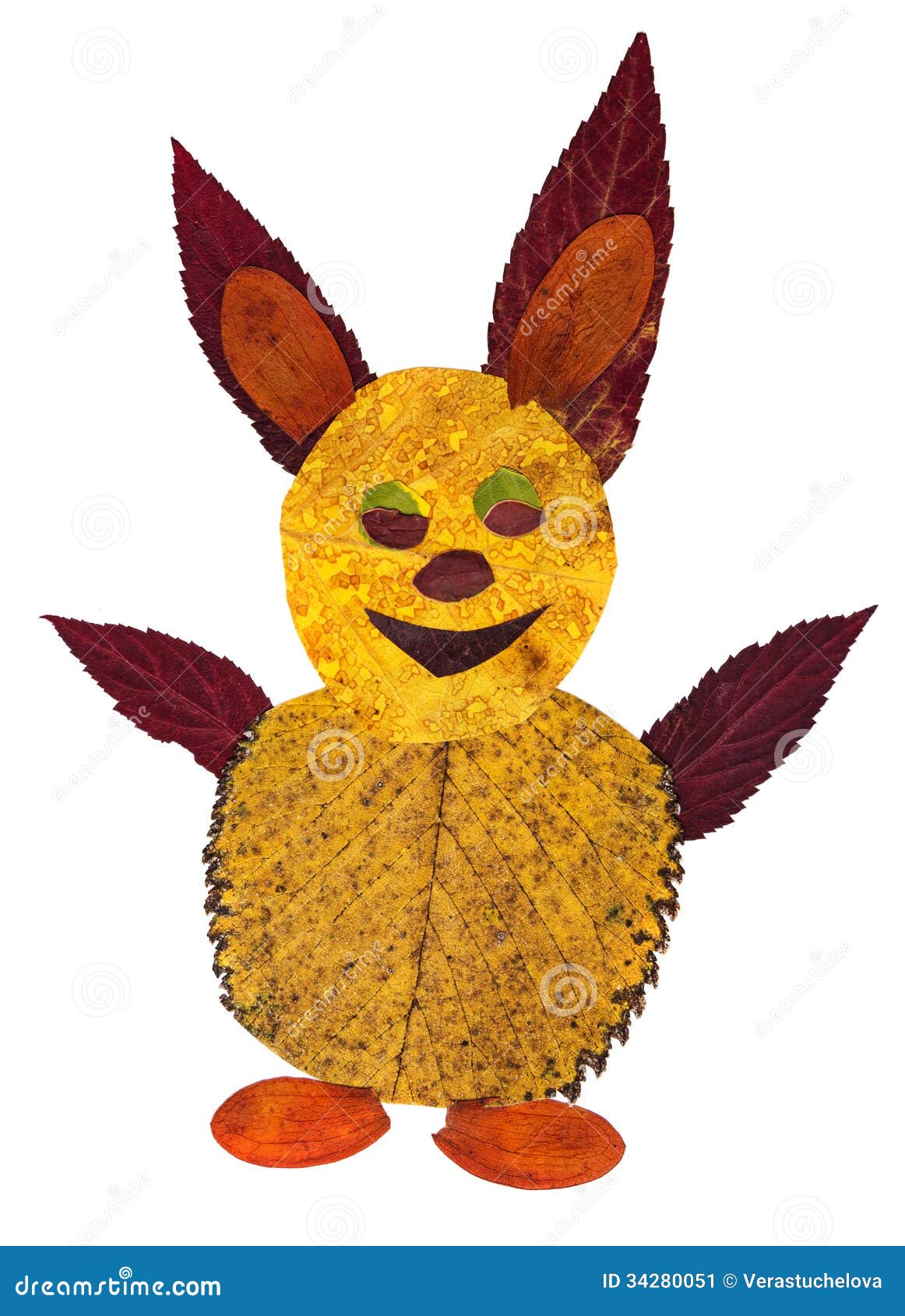 Rabbit Made from the Autumn Leaves Stock Image - Image of character ...