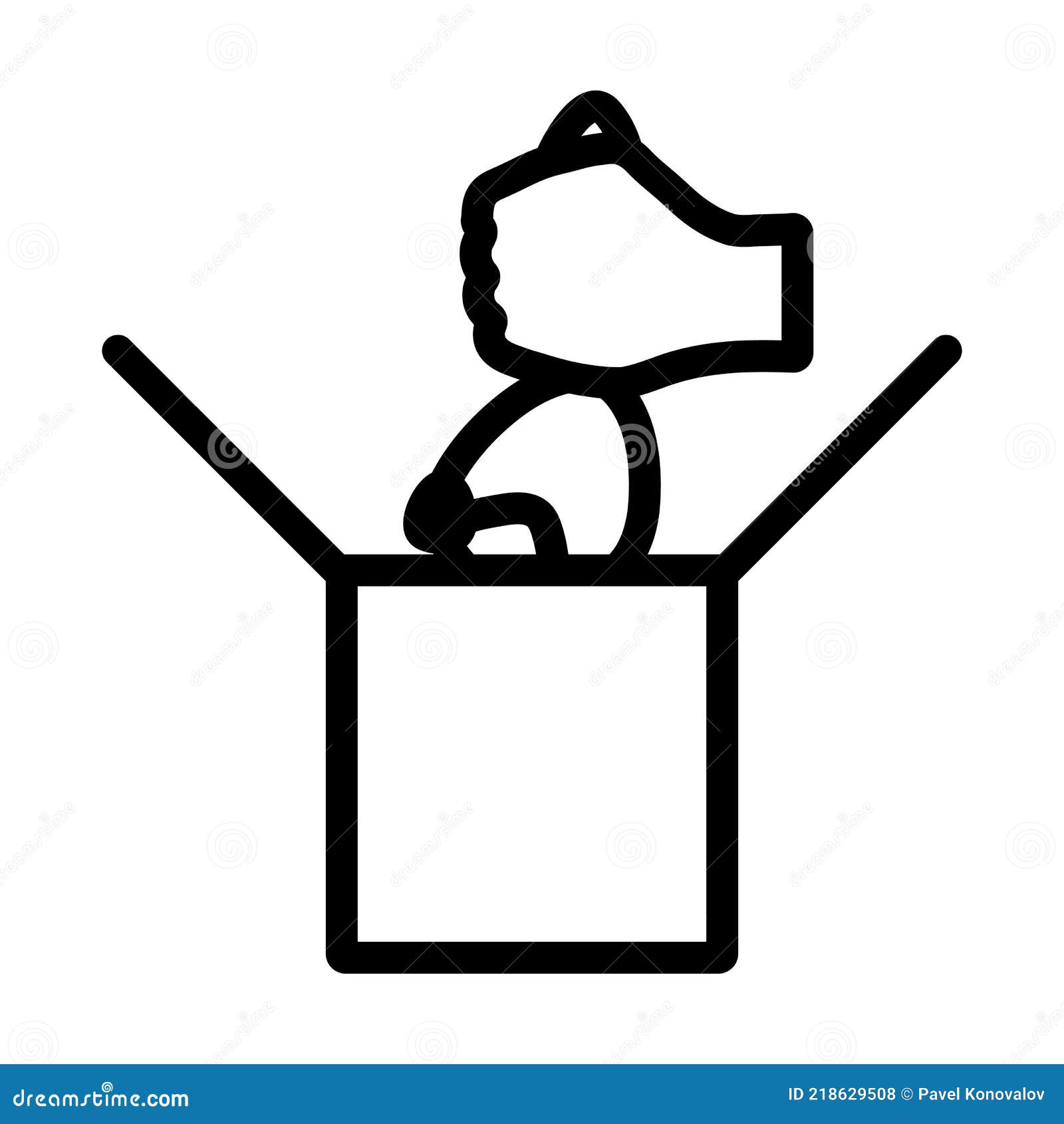 Rabbit in Magic Box Icon stock vector. Illustration of illusion - 218629508