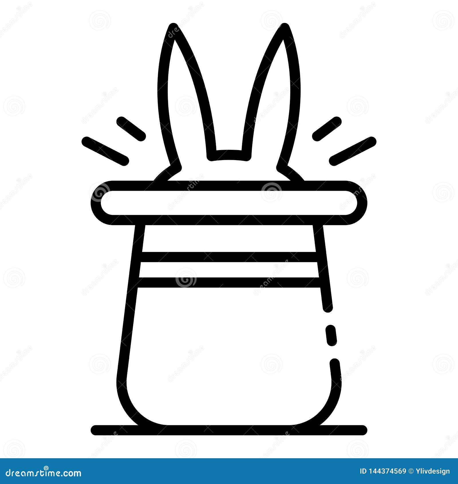 Rabbit in Magic Hat Icon, Outline Style Stock Vector - Illustration of ...