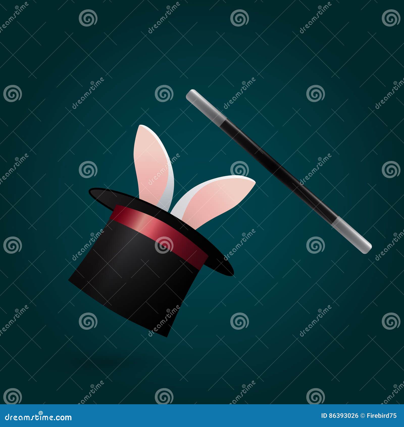 Rabbit in Magic Hat and Wand. Circus Performance Stock Vector ...