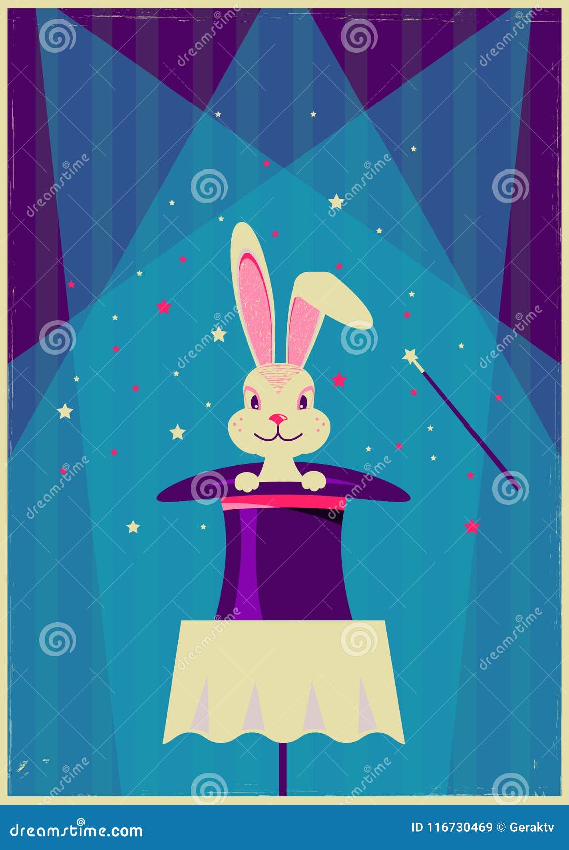 Rabbit In Magical Hat Cartoon Vector | CartoonDealer.com #5825855
