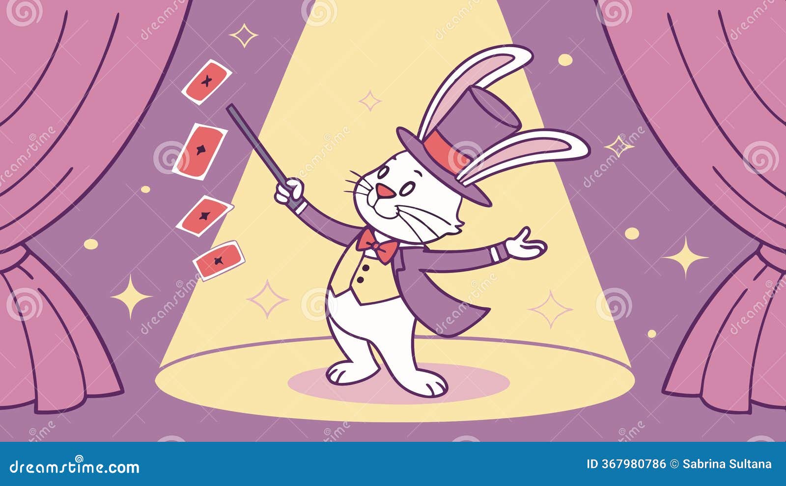 Magician Performing Trick With Rabbit, Silhouette. Hypnotist Hypnotizes ...