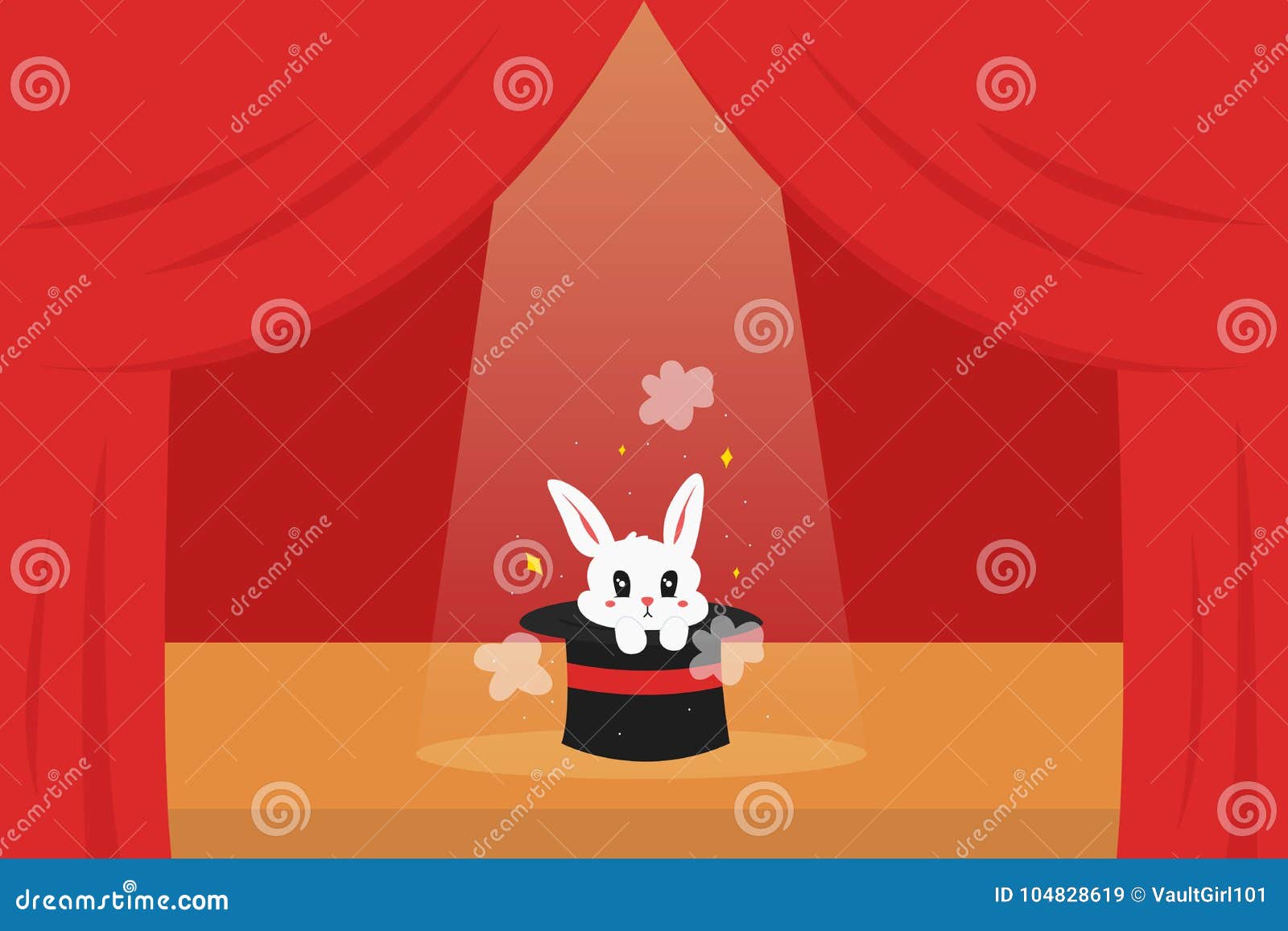 Rabbit in a Magician`s Hat Cartoon Vector Stock Vector - Illustration ...