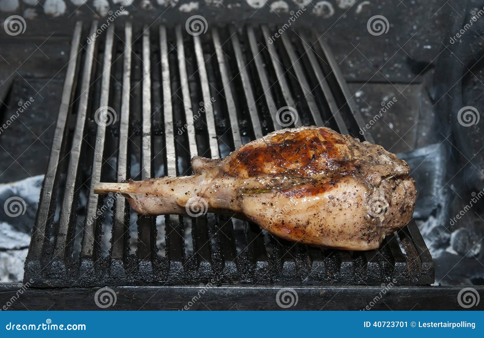 Rabbit meat on the grill stock image. Image of plate - 40723701