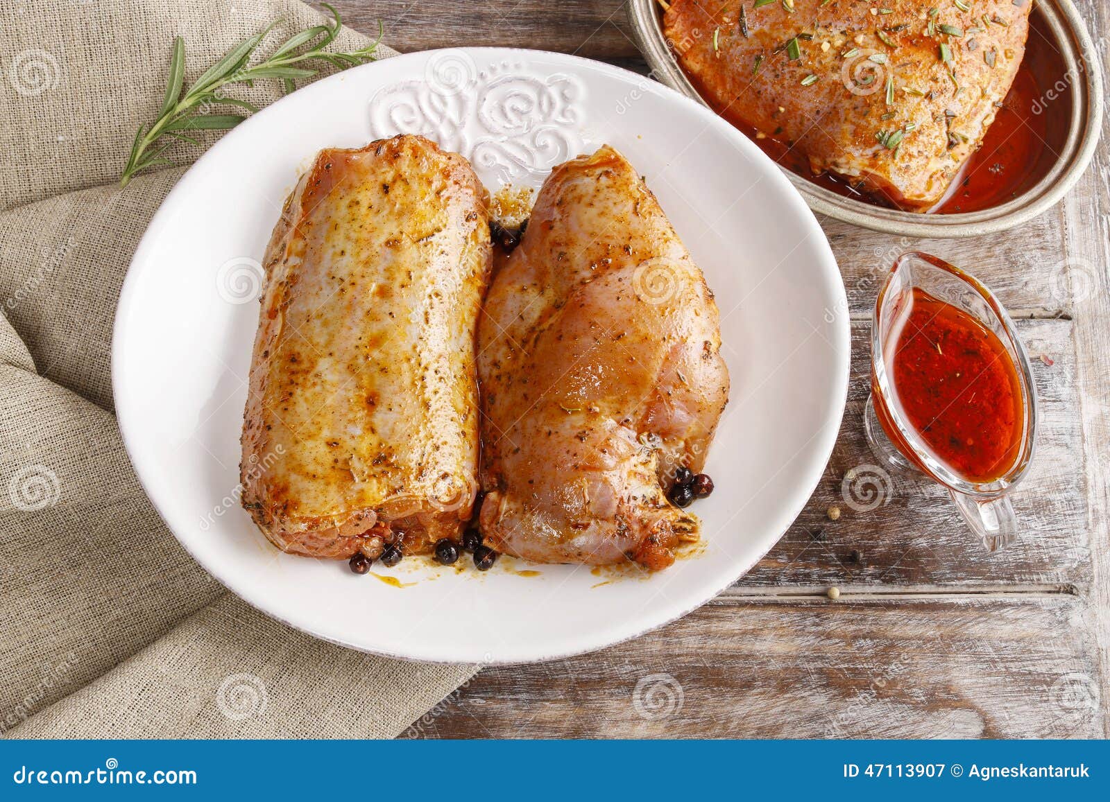 Rabbit meat with herbs stock image. Image of pepper, flavor - 47113907