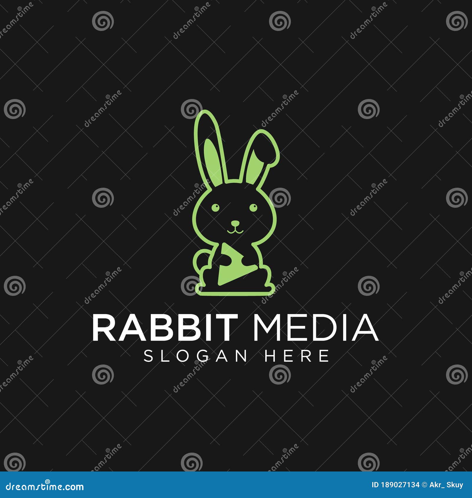 Rabbit Media Logo Design Template Stock Illustration - Illustration of ...