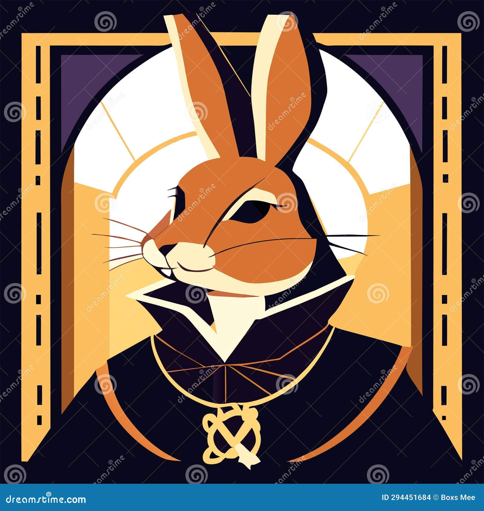 Rabbit in a Medieval Suit. Vector Illustration in a Flat Style Stock ...