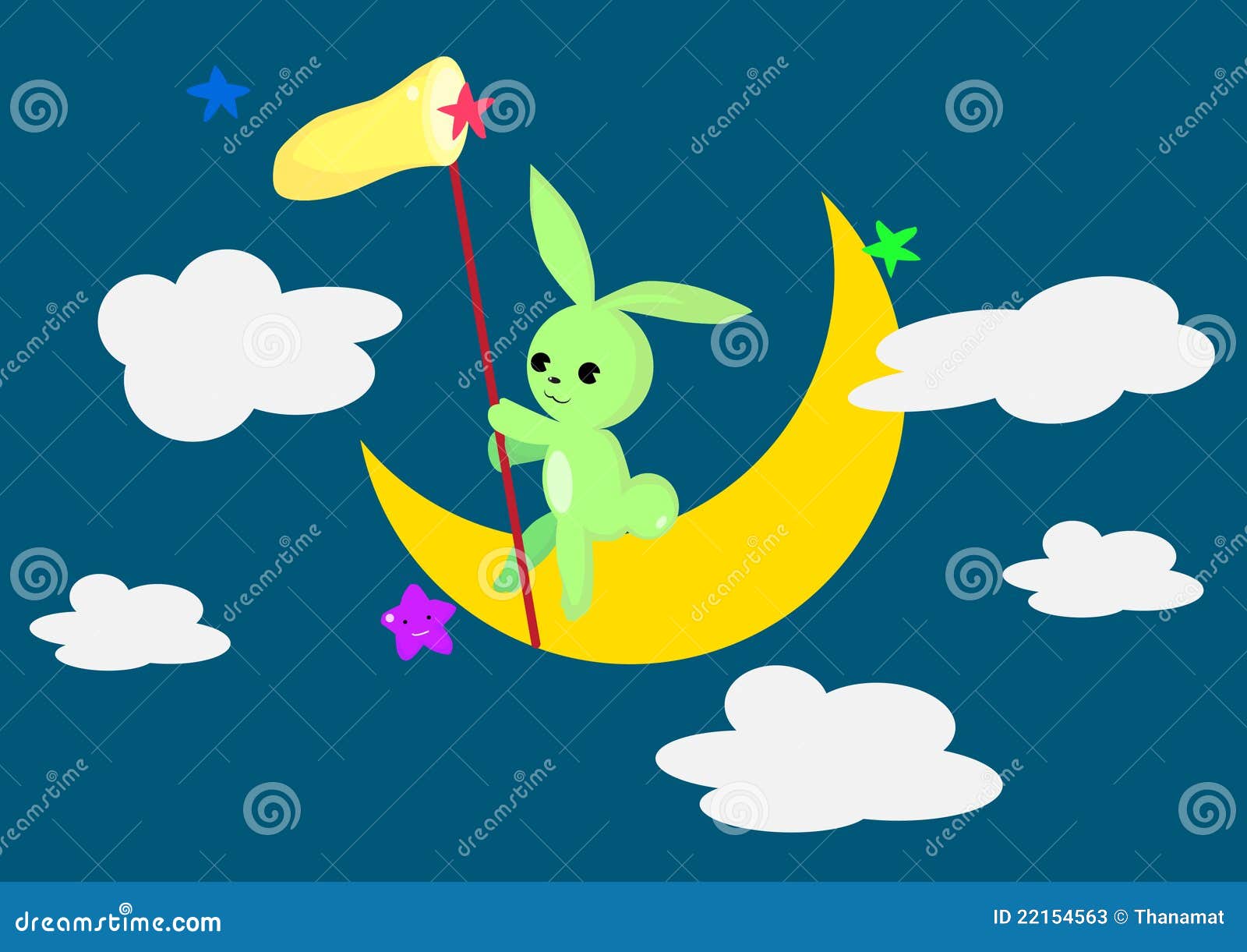 Rabbit on the Moon. stock illustration. Illustration of baby - 22154563