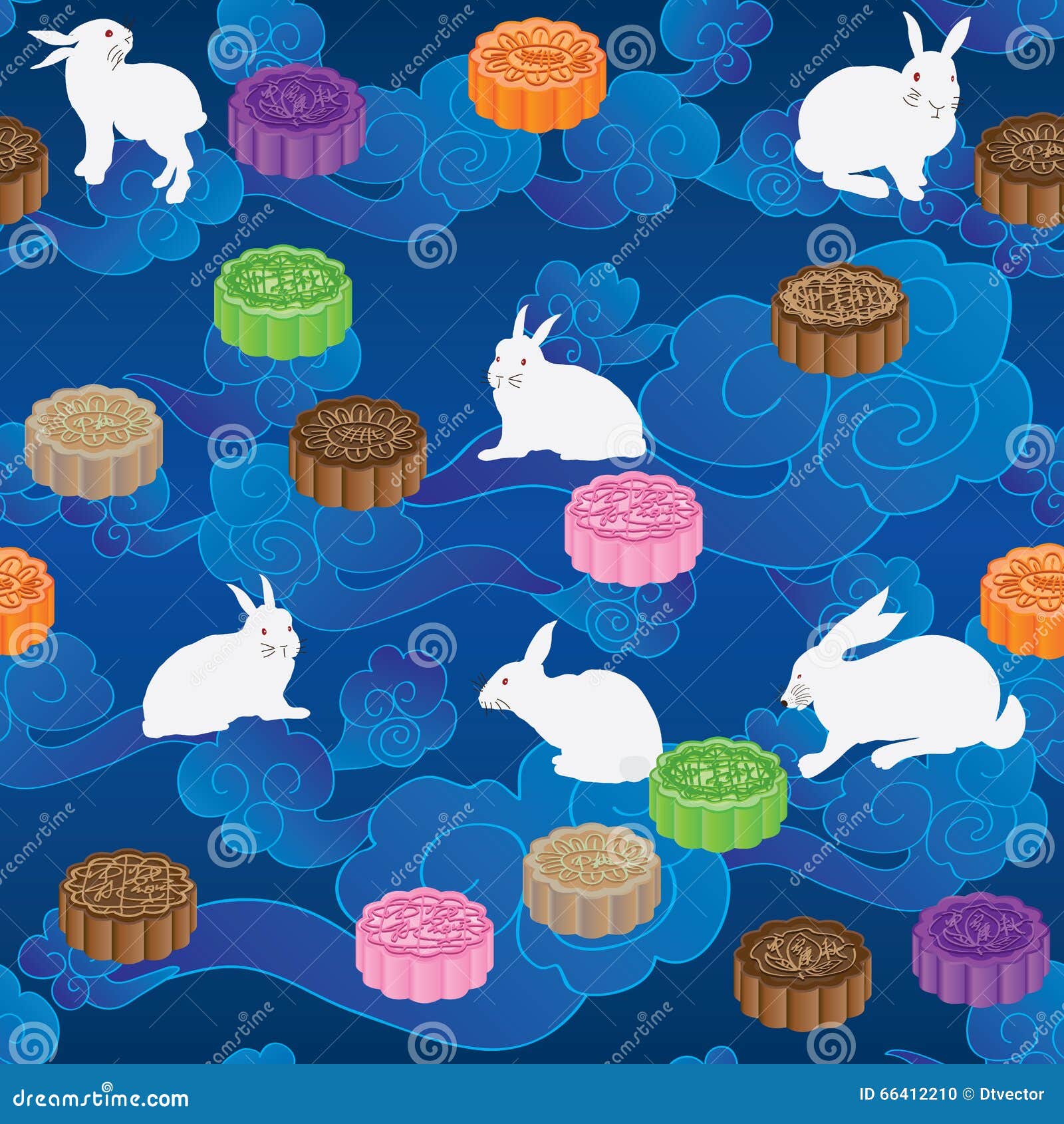 Rabbit With The Moon Vector Seamless Pattern Isolated On White ...