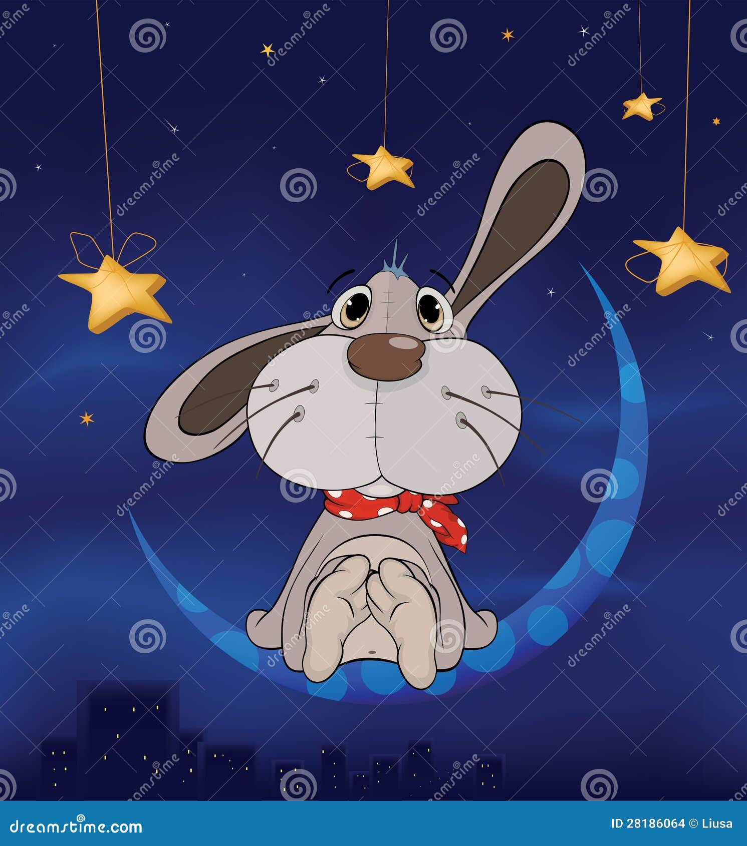 Rabbit on the moon cartoon stock vector. Illustration of moon - 28186064