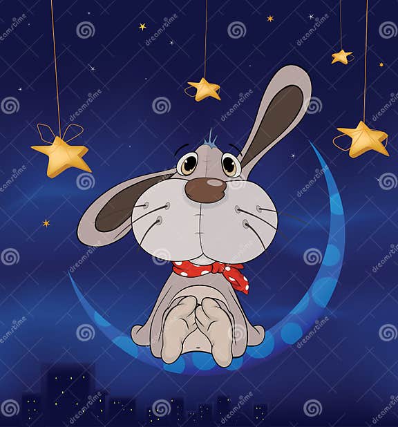 Rabbit on the moon cartoon stock vector. Illustration of moon - 28186064