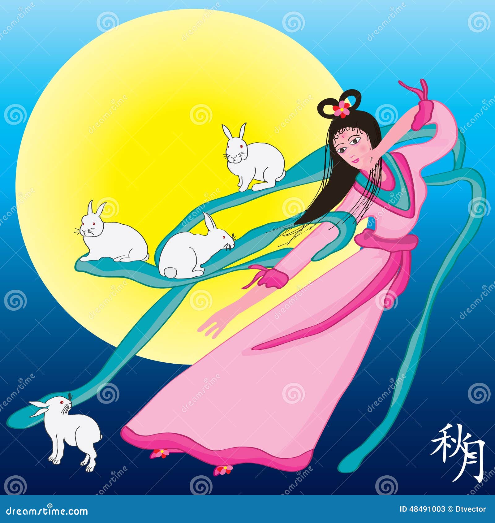 Rabbit On The Moon Cartoon Vector Illustration | CartoonDealer.com ...