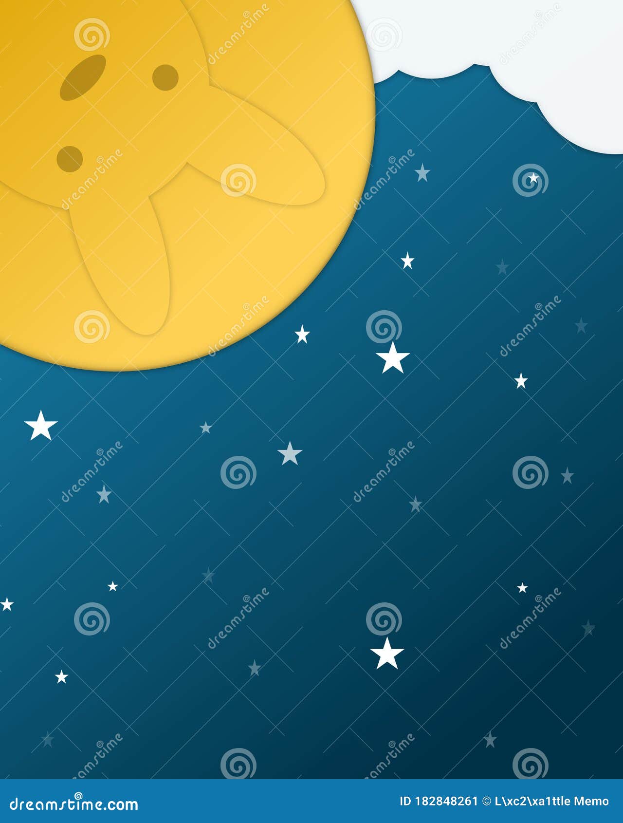 Rabbit in the Moon in the Night Sky and Shining Stars. Stock Image ...