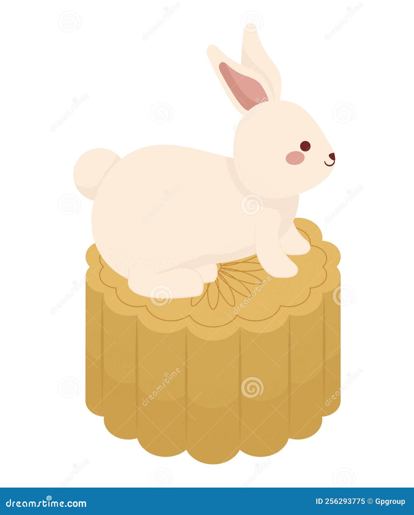 Rabbit on a mooncake stock illustration. Illustration of bunny - 256293775