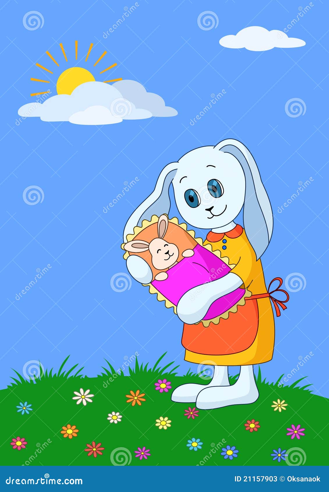 Rabbit mother with baby stock vector. Illustration of nature - 21157903