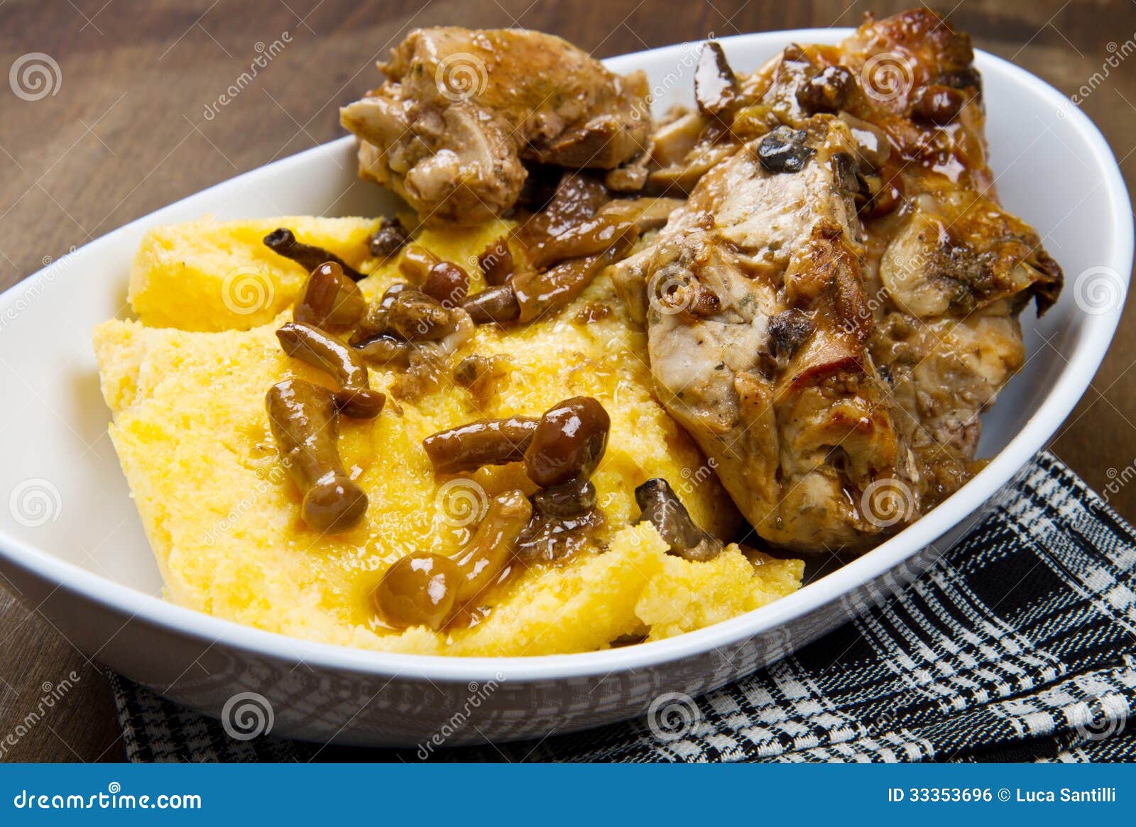 Rabbit with Mushrooms and Polenta Stock Photo - Image of mushrooms ...